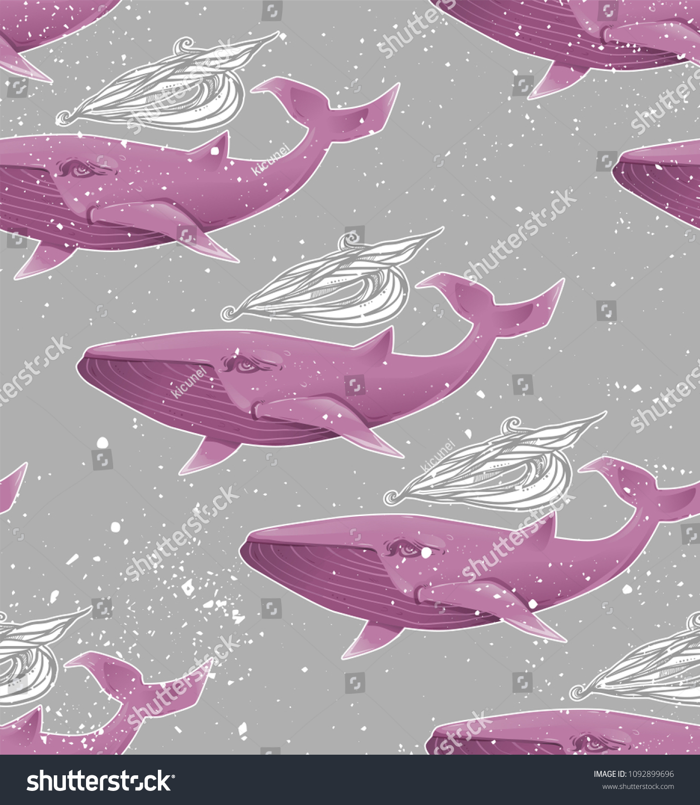 Seamless Texture Pink Whales Modern Repeating Stock Vector (Royalty ...