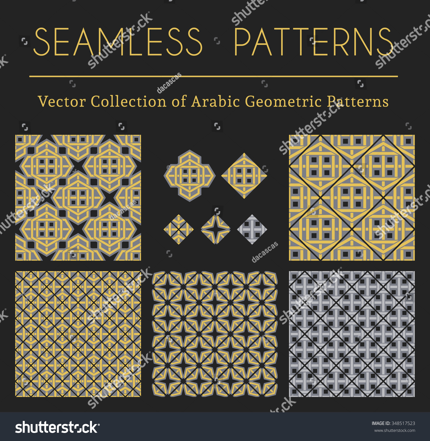 Seamless Textures Collection Geometric Arabic Ornaments Stock Vector ...