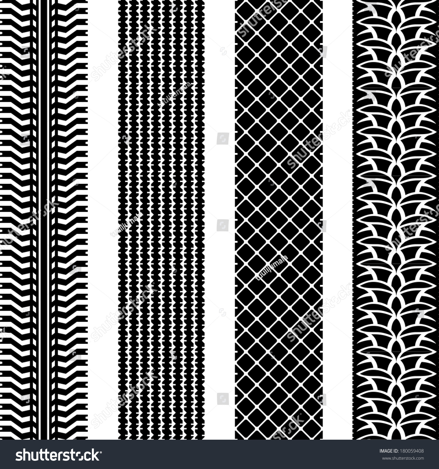Seamless Tire Tracks Vector Template Set Stock Vector (Royalty Free ...