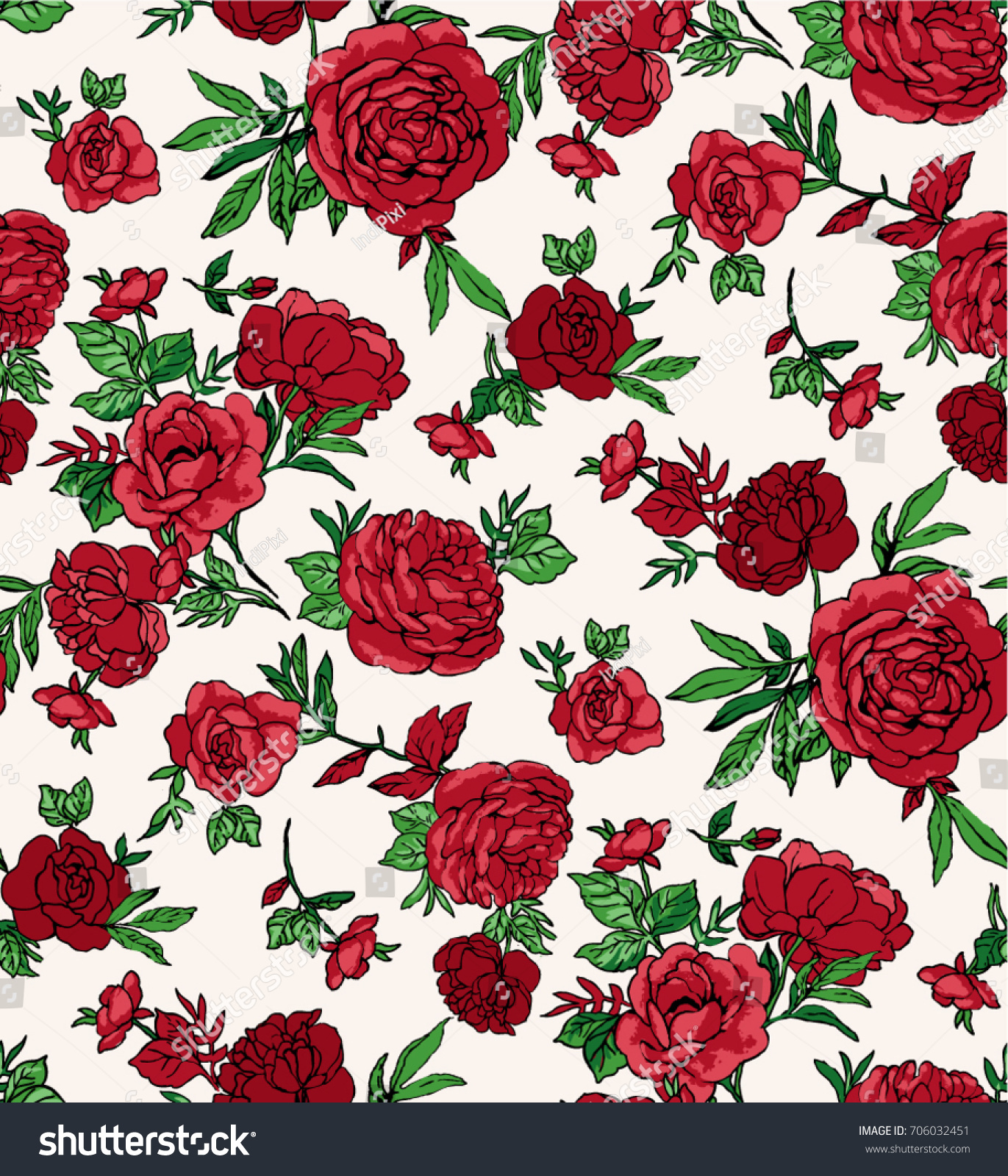Patrón de rosas rojas sin inconvenientes: vector de stock (libre de ...
