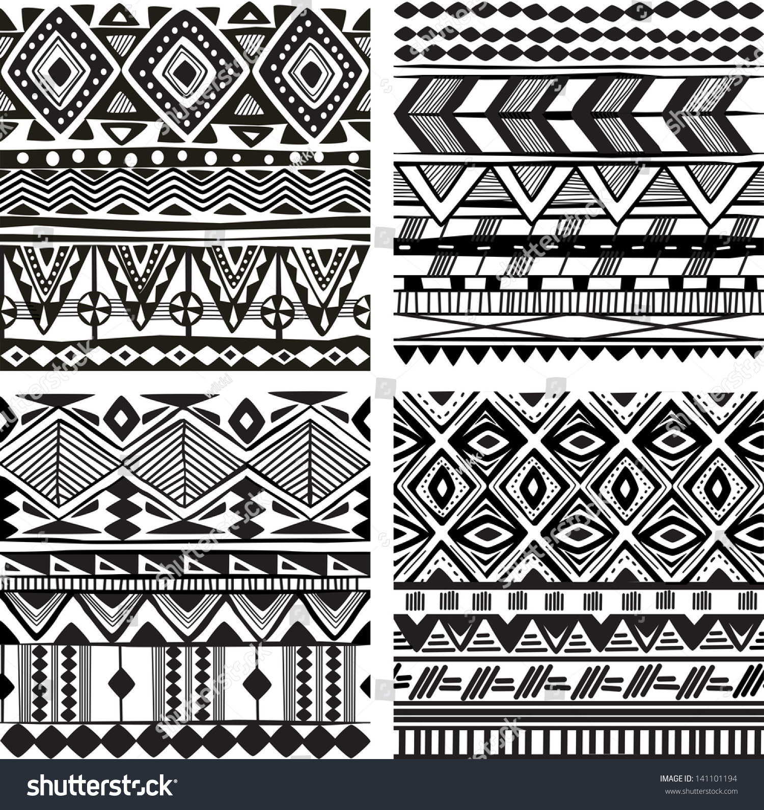 Seamless Tribal Texture Stock Vector (Royalty Free) 141101194 ...