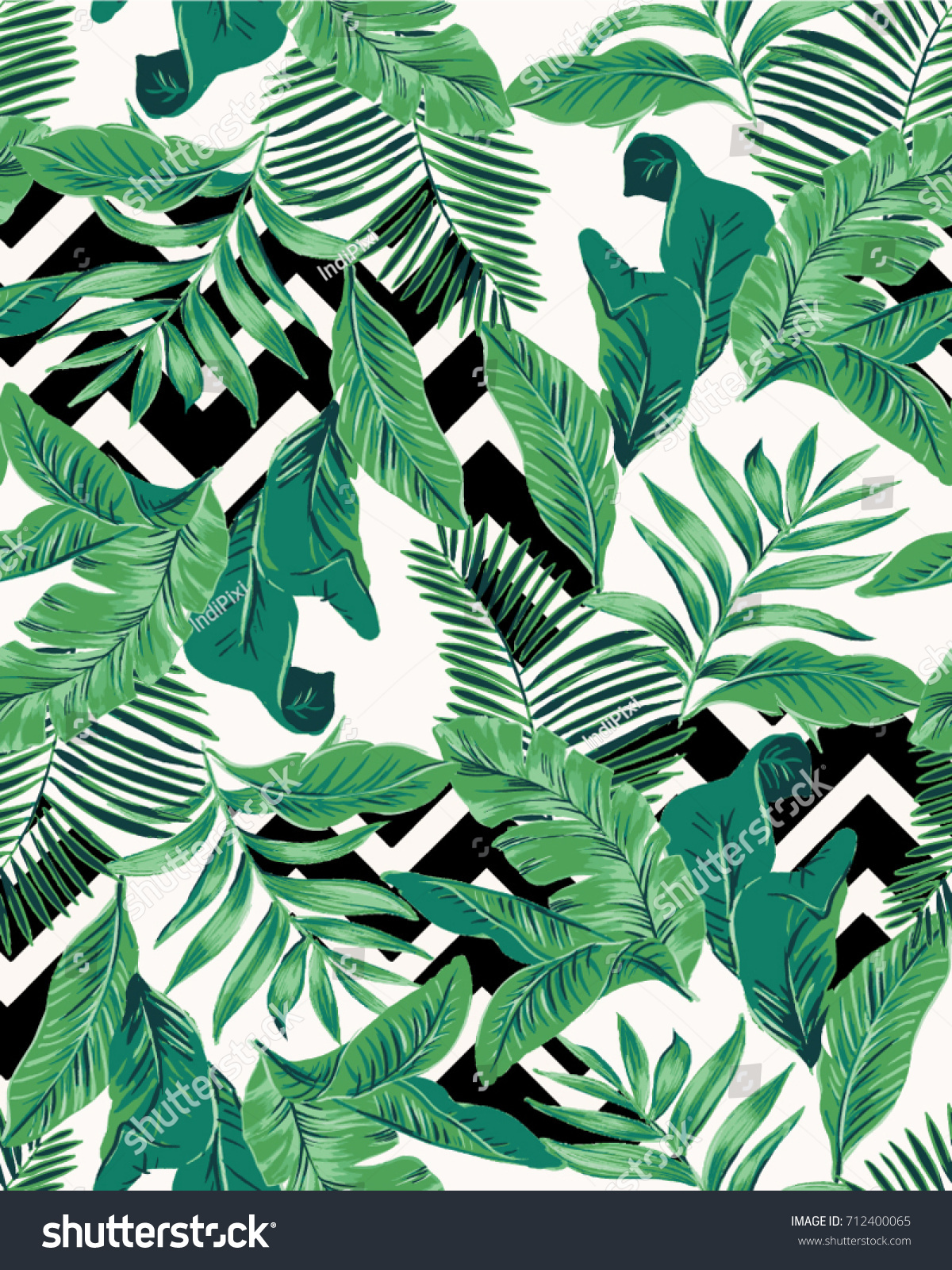 Seamless Tropical Leaves Pattern Vector Stock Vector 712400065 ...