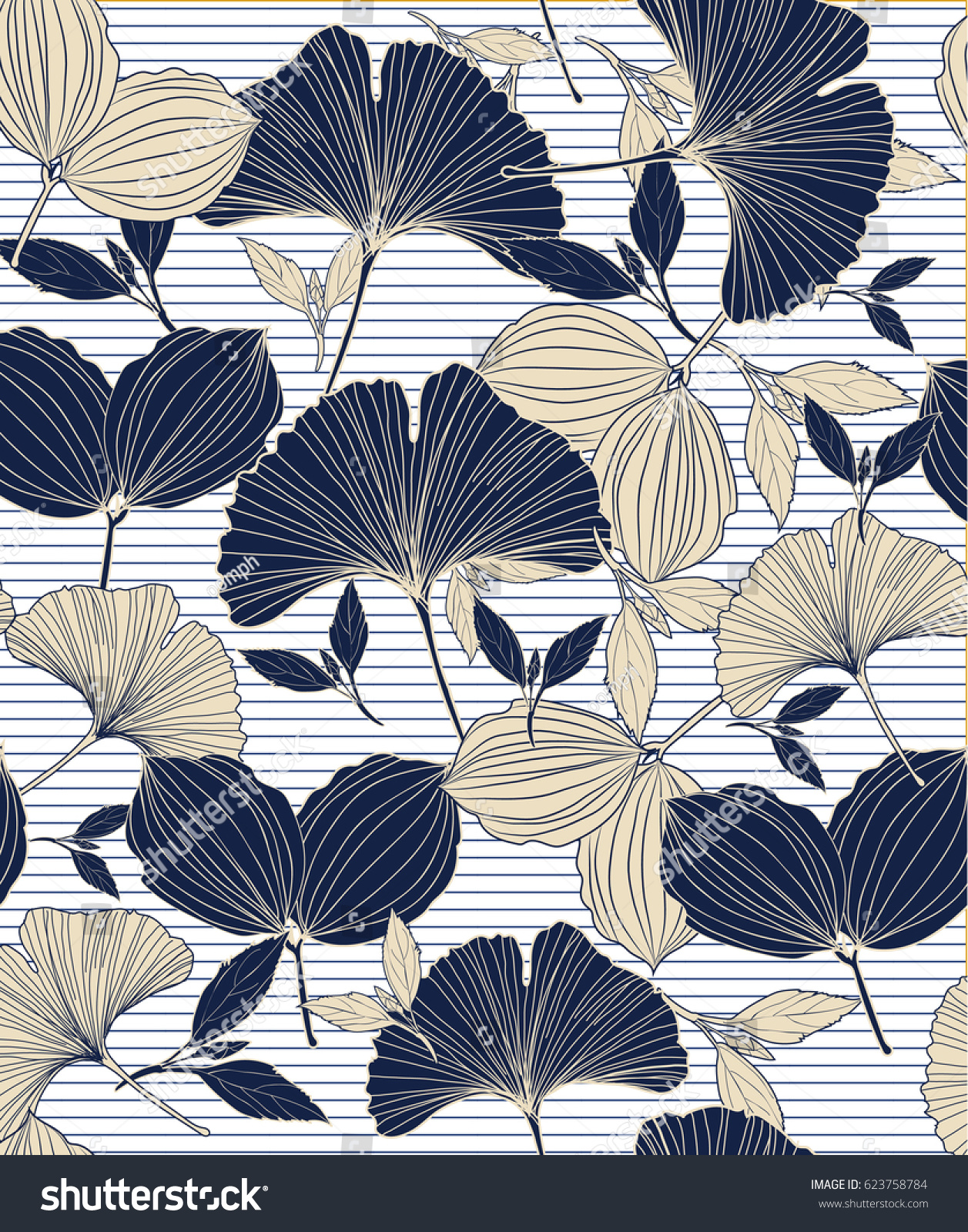 Seamless Tropical Plant Leaf Pattern Background Stock Vector (Royalty ...