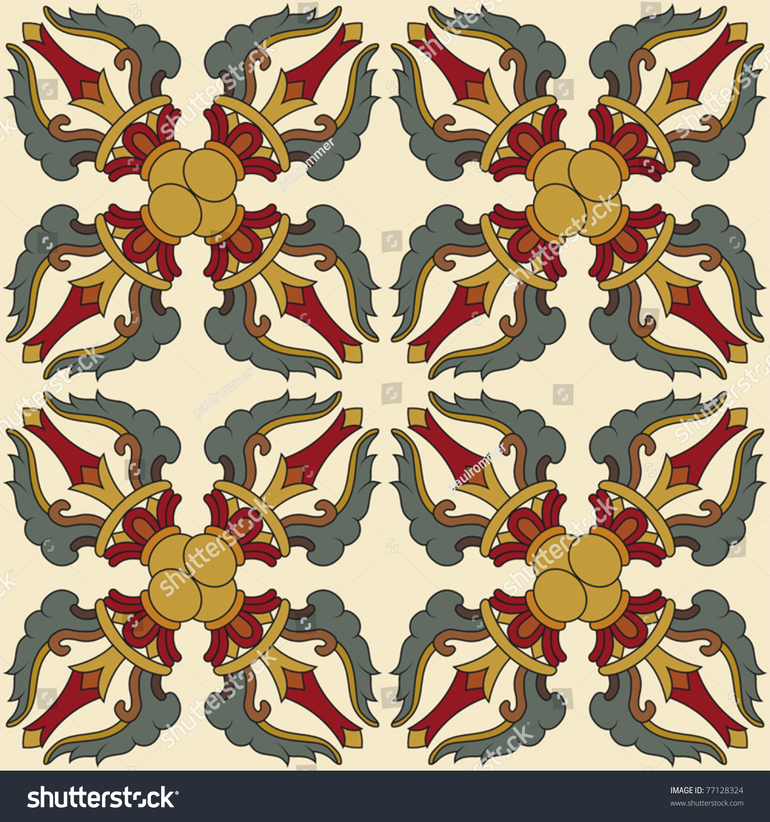 Seamless Vajra Tibetan Pattern Multicolored With Multicolored ...