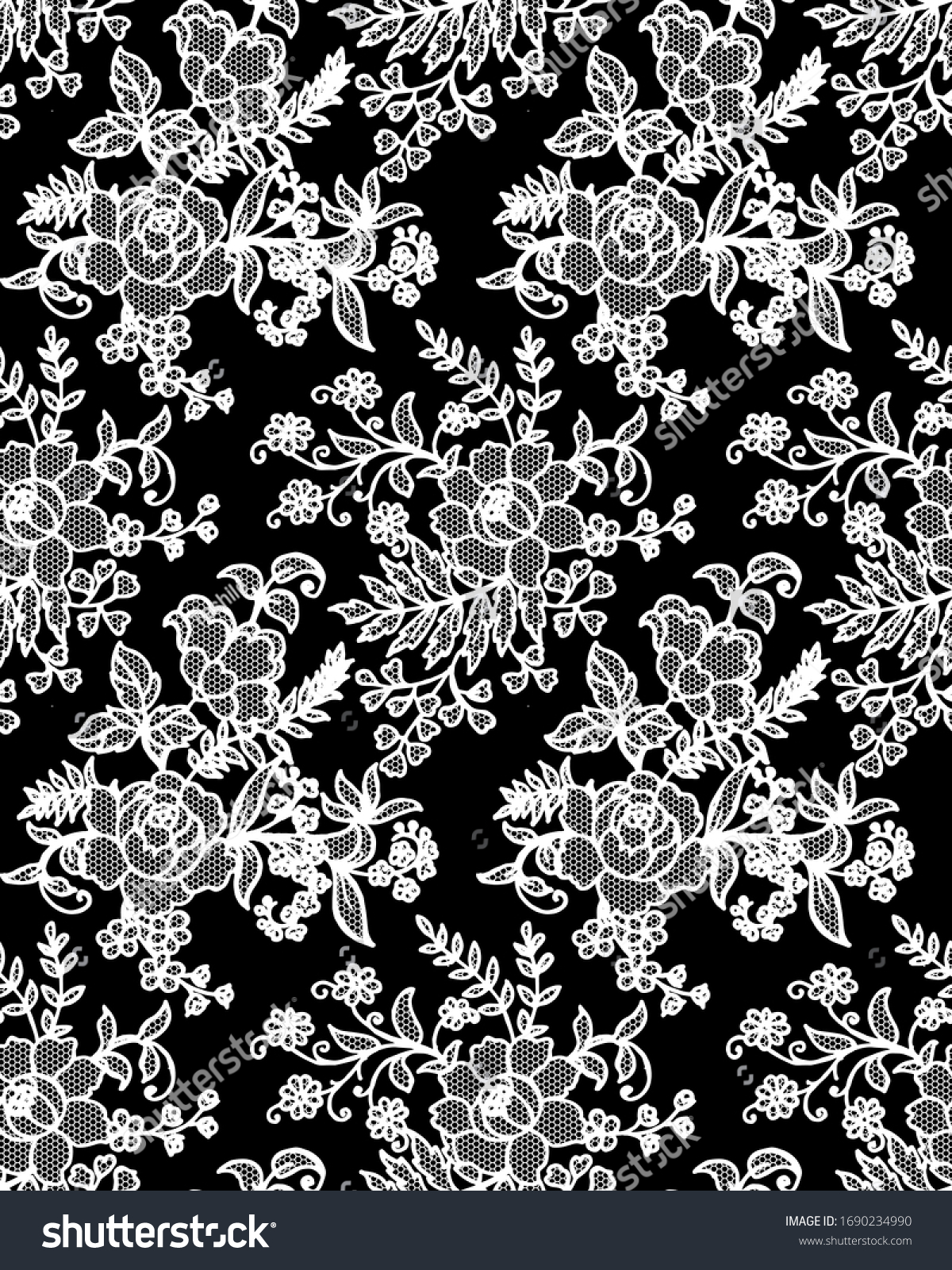 Seamless Vector Black White Lace Pattern Stock Vector (Royalty Free ...