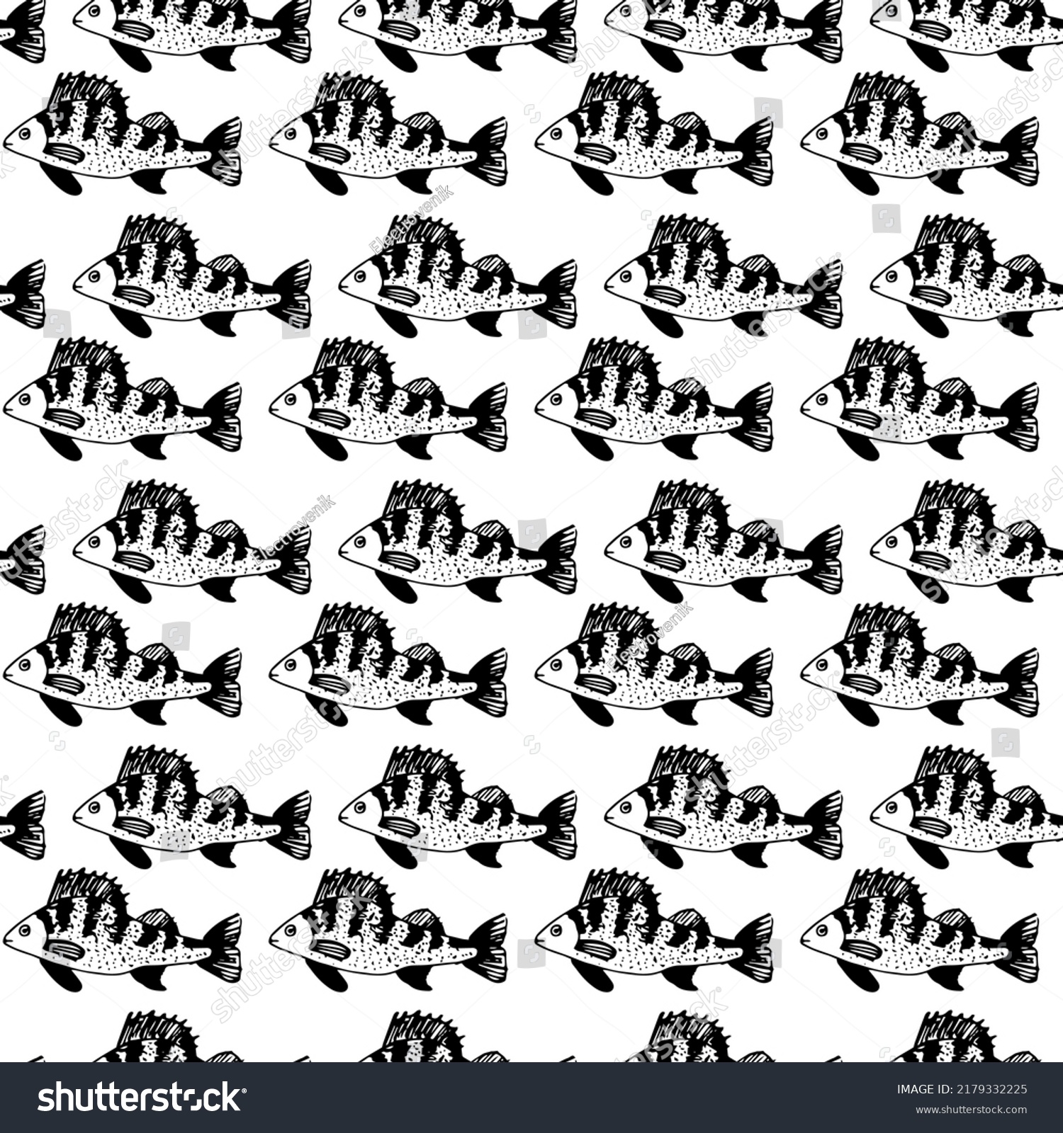 Seamless Vector Black Pattern Ruff Fish Stock Vector (Royalty Free ...
