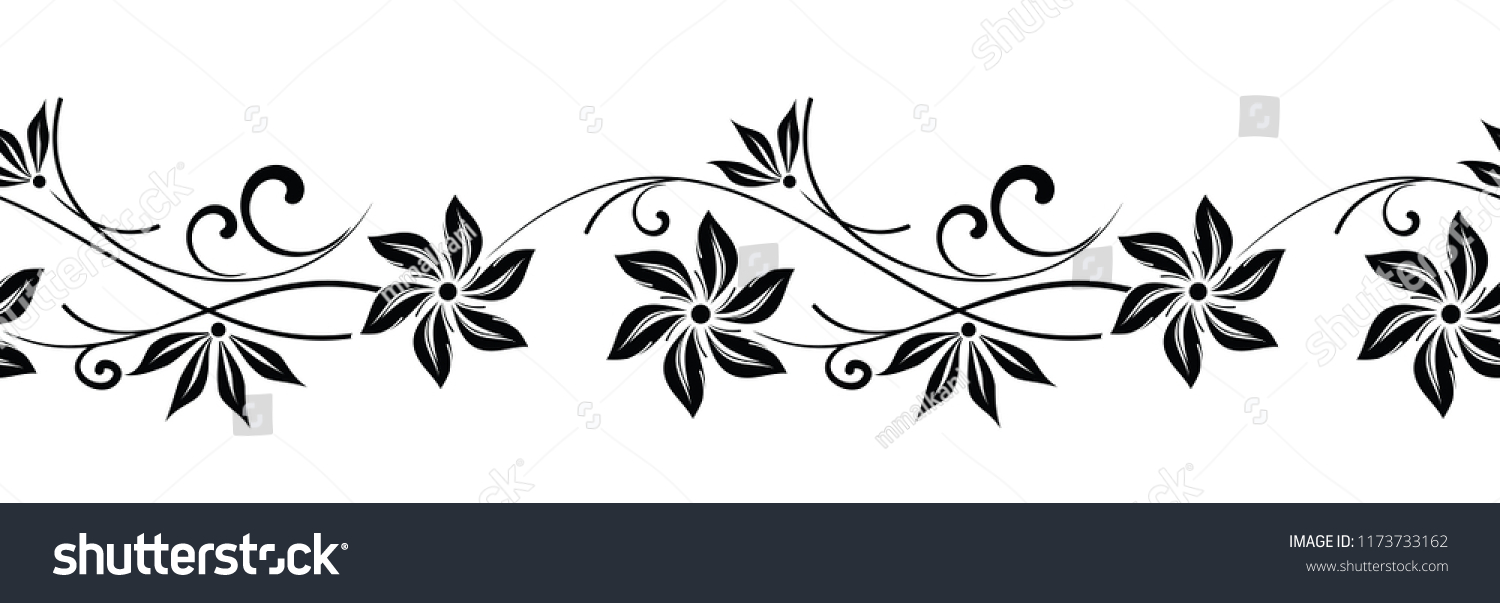 Seamless Vector Floral Border Stock Vector (Royalty Free) 1173733162 ...