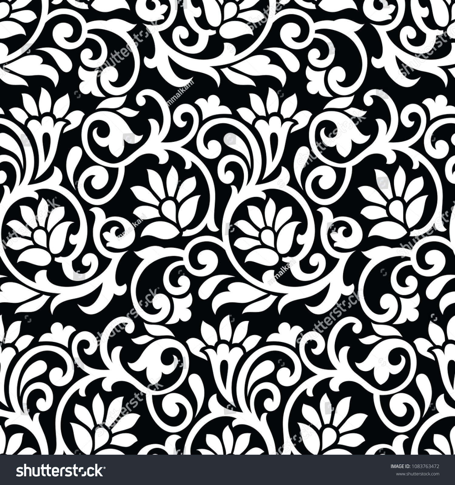 Seamless Vector Floral Wallpaper Stock Vector (Royalty Free) 1083763472