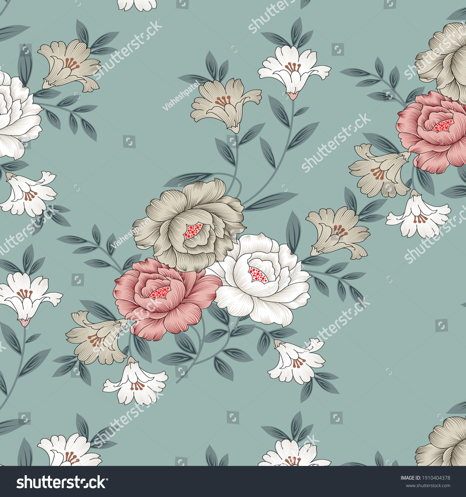 Seamless Vector Flower Bunch Design Pattern Stock Vector (Royalty Free ...
