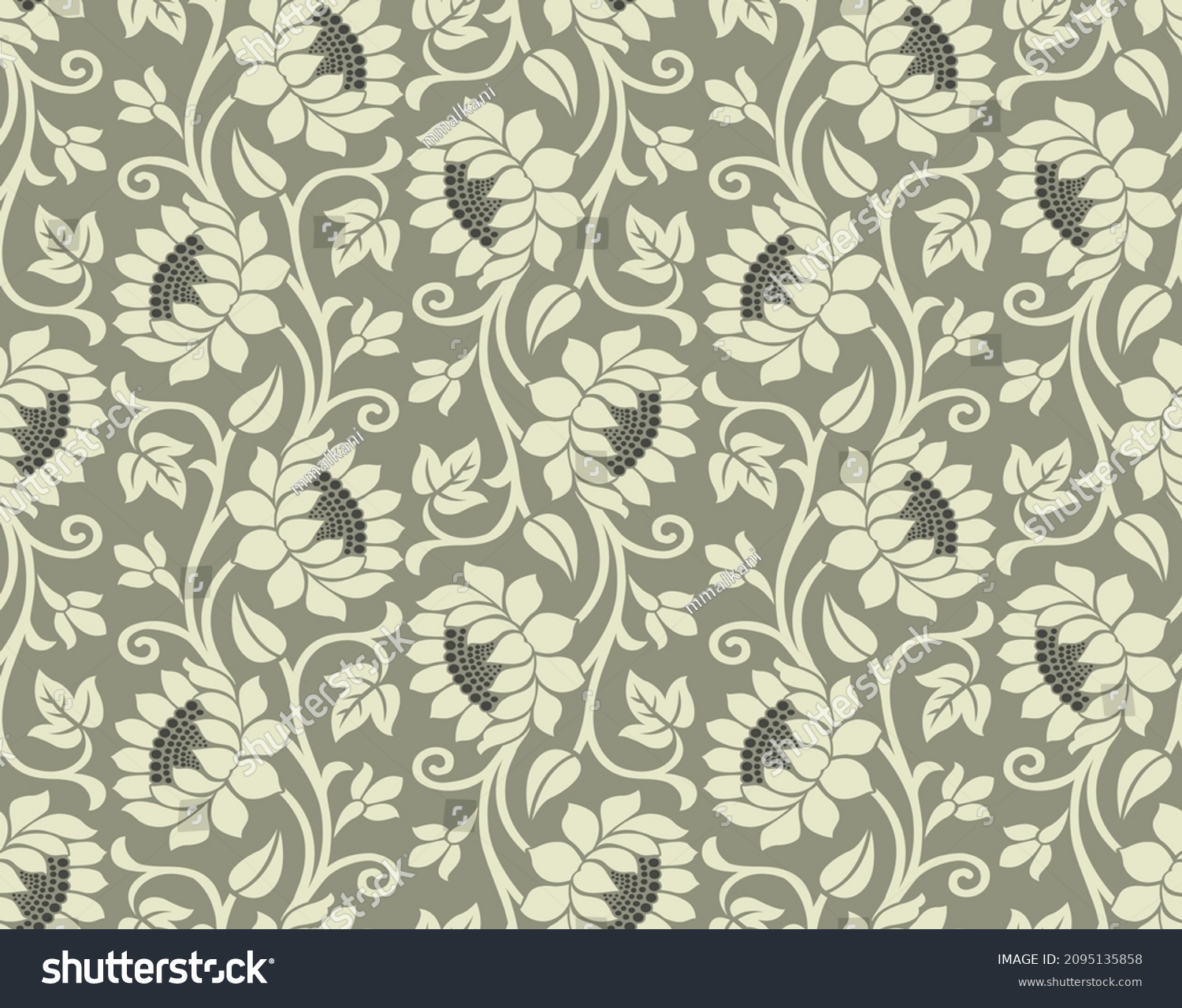Seamless Vector Lotus Flower Pattern Design Stock Vector (Royalty Free ...