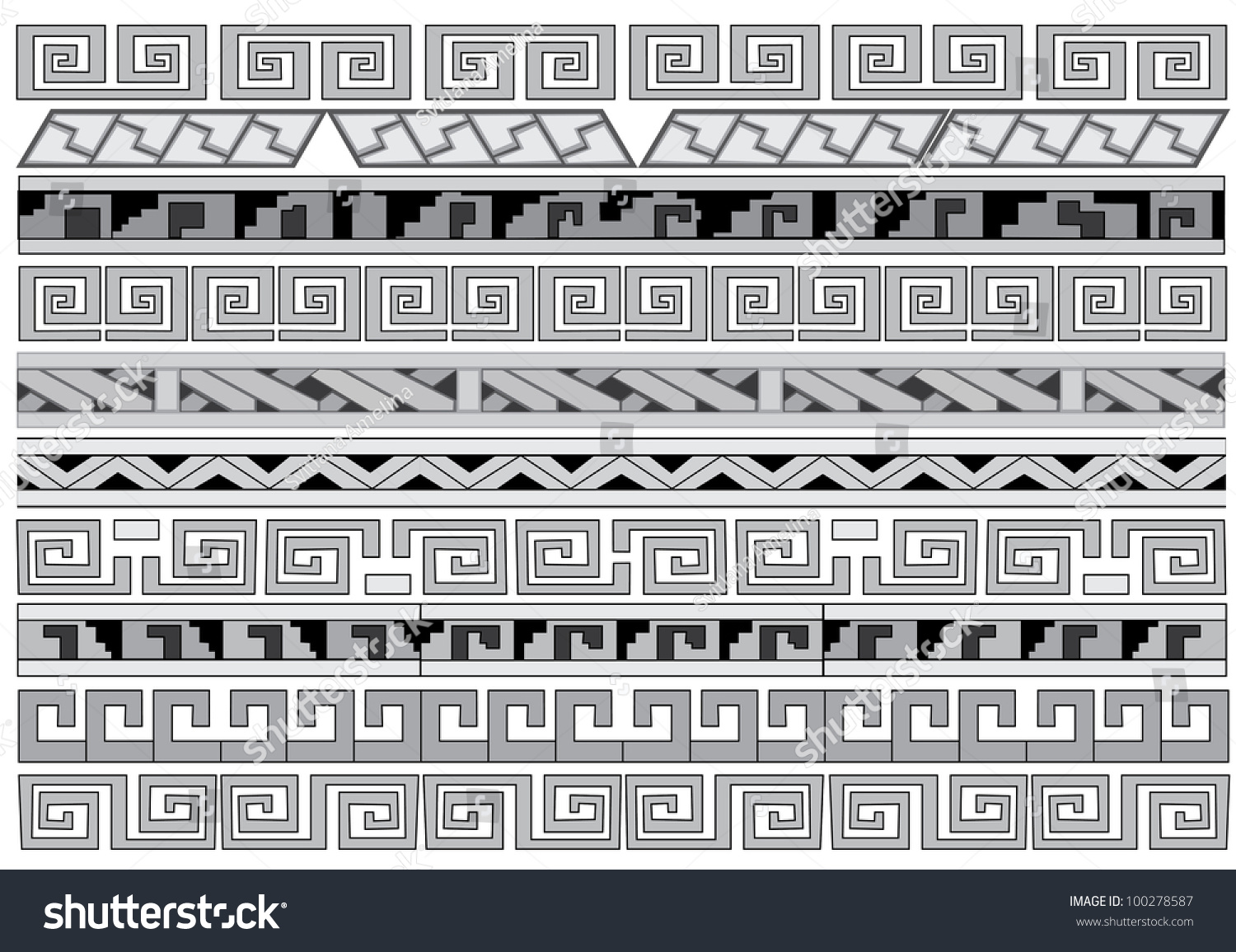 Seamless Vector Ornaments Maya Aztecs Stock Vector (Royalty Free) 100278587