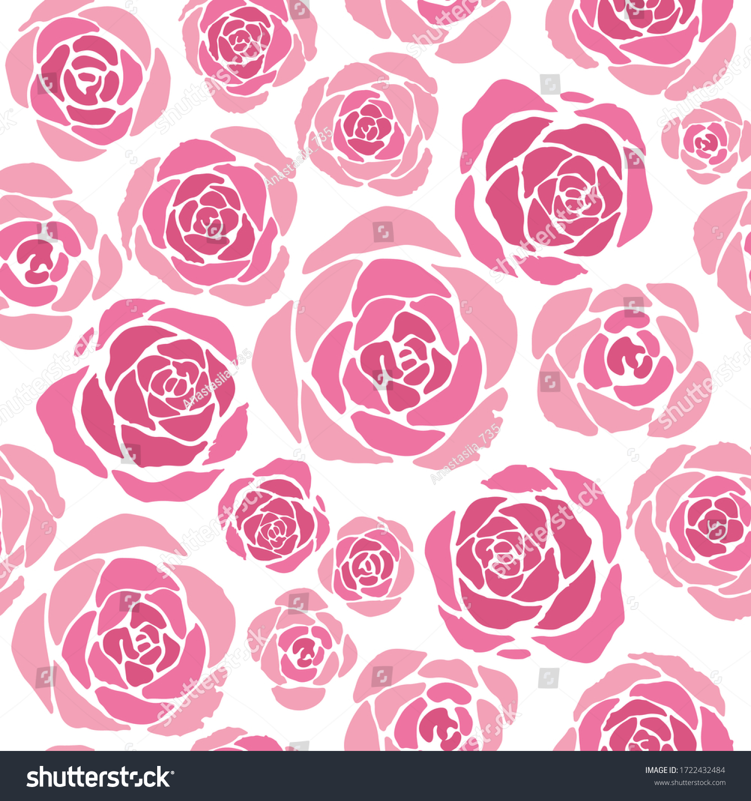 Seamless Vector Pattern Roses Stock Vector (Royalty Free) 1722432484 ...
