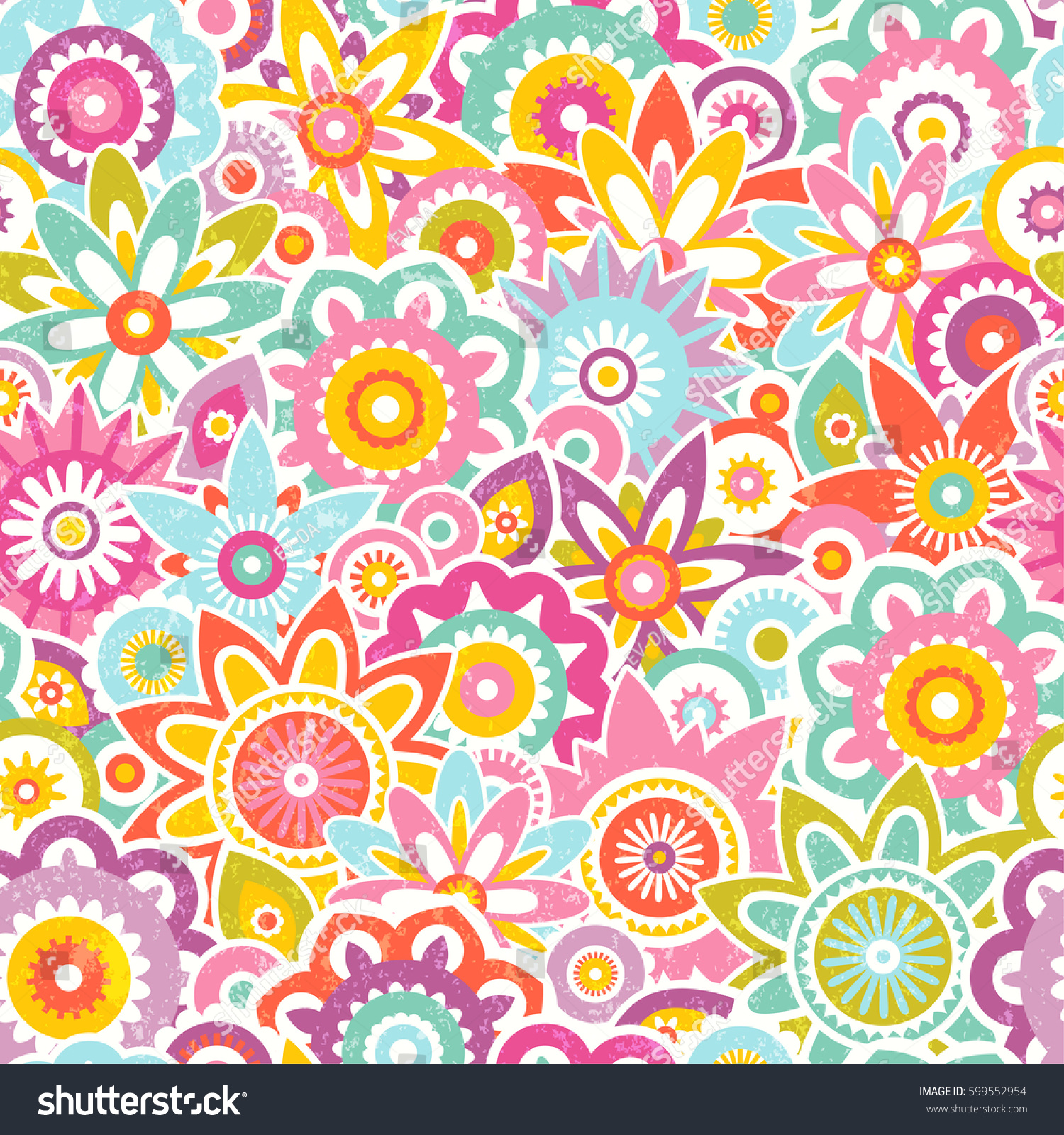 Seamless Vector Pattern Stylized Flowers Abstract Stock Vector (Royalty ...