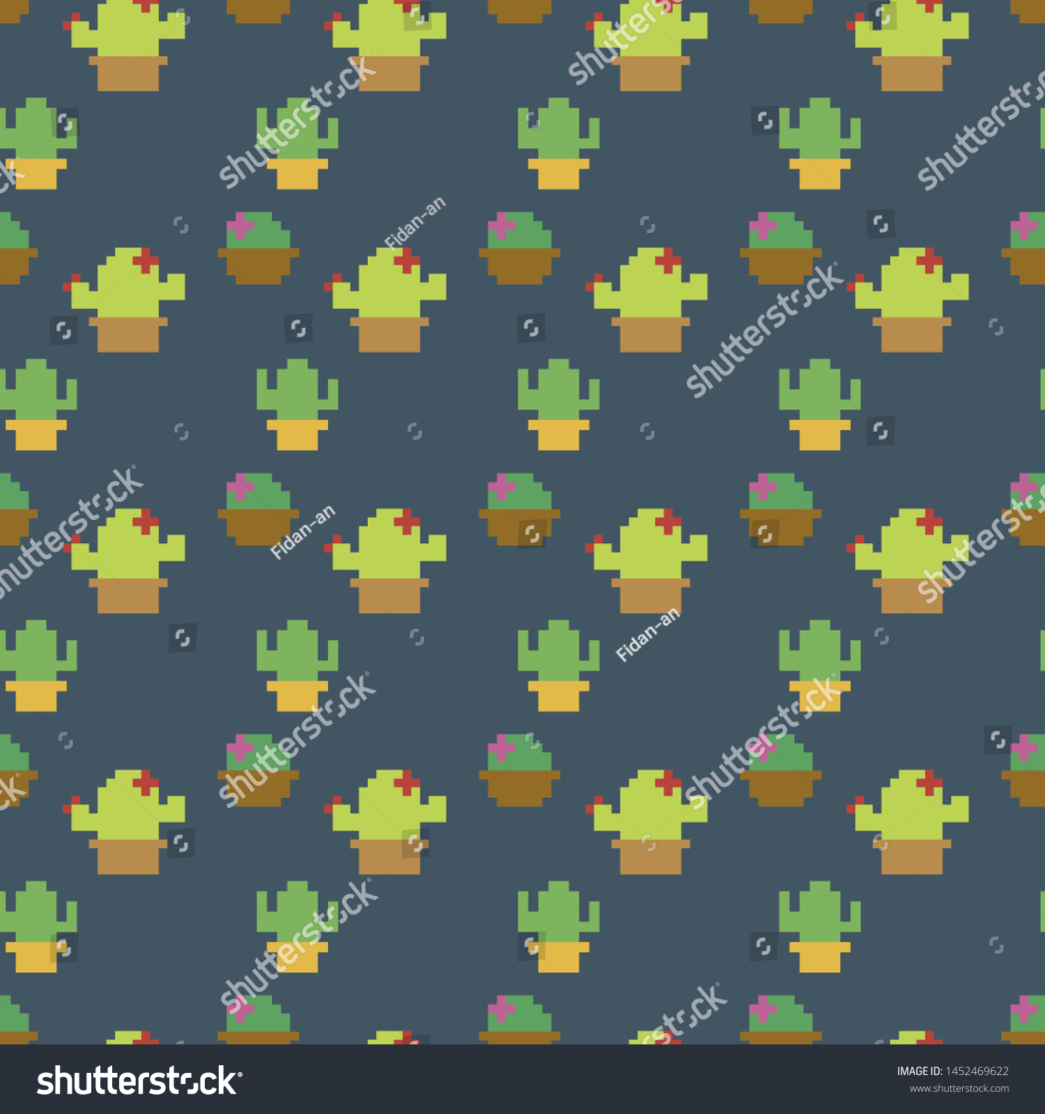 Seamless Vector Pixel Cacti Pattern Pixel Stock Vector (Royalty Free ...
