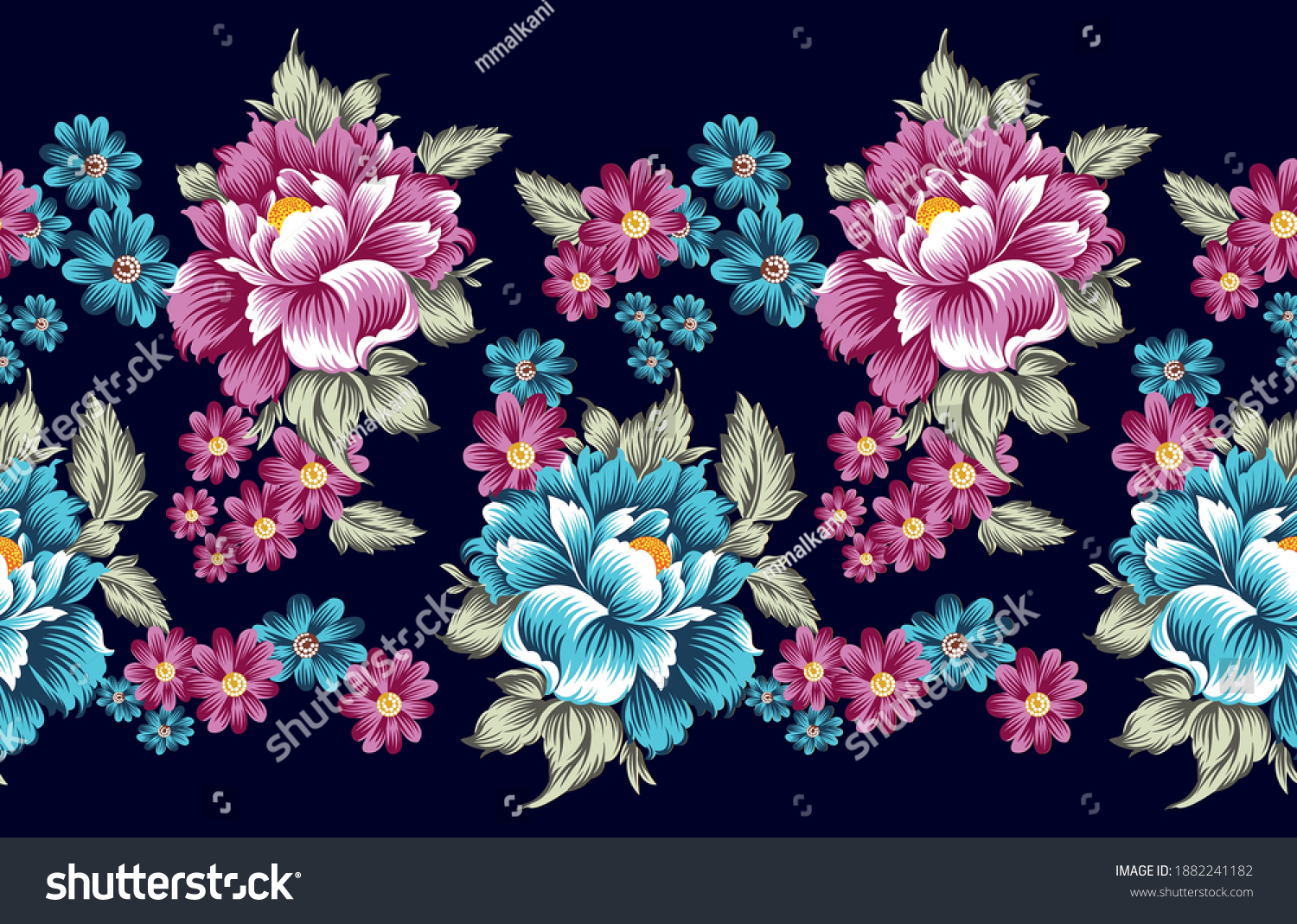 Seamless Vector Textile Floral Border Design Stock Vector (Royalty Free ...