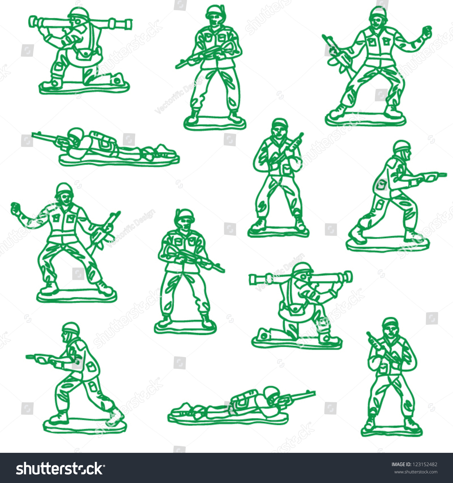 Seamless Vector Toy Soldiers Stroke Pattern Stock Vector (Royalty Free ...