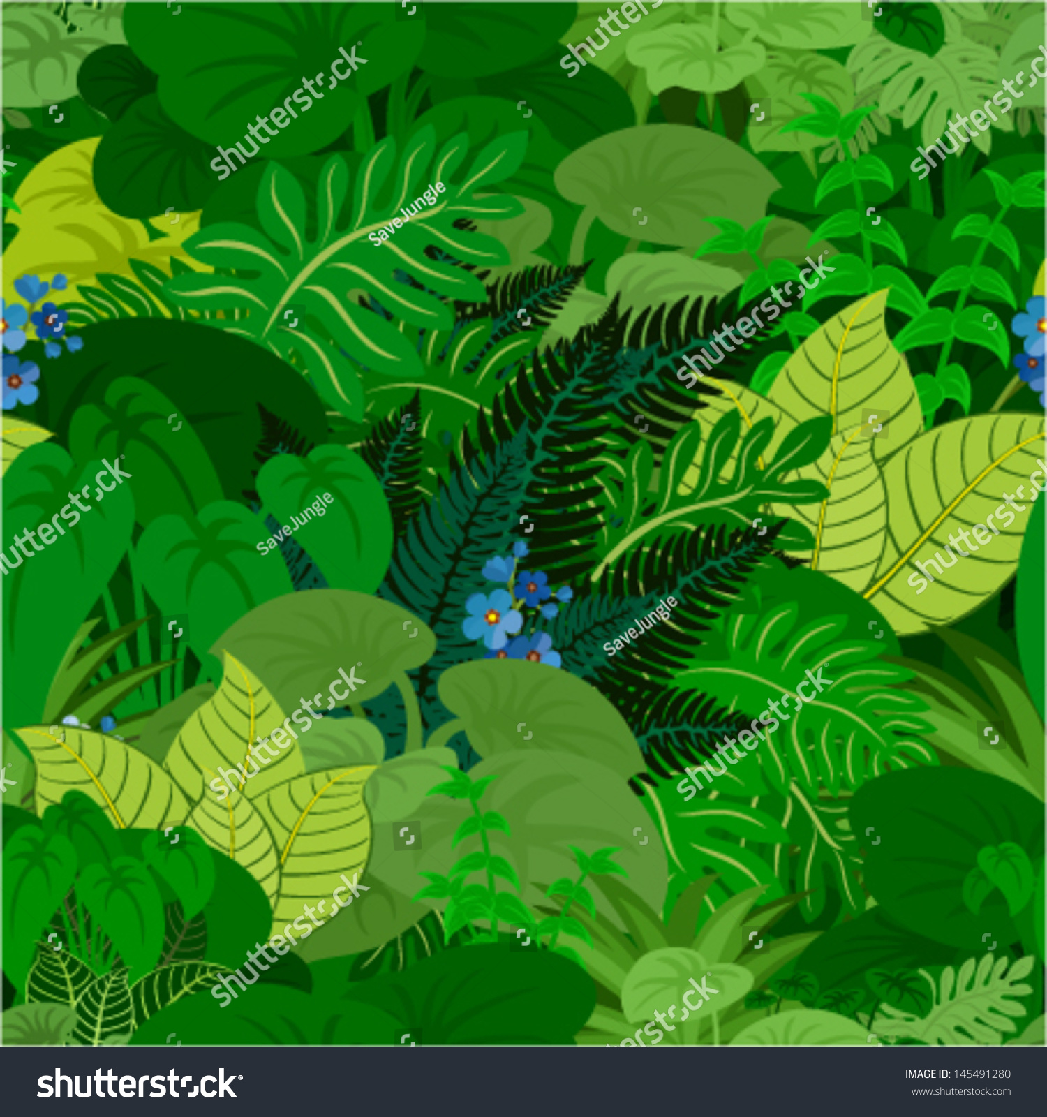 Seamless Vector Tropical Rainforest Jungle Background Stock Vector ...