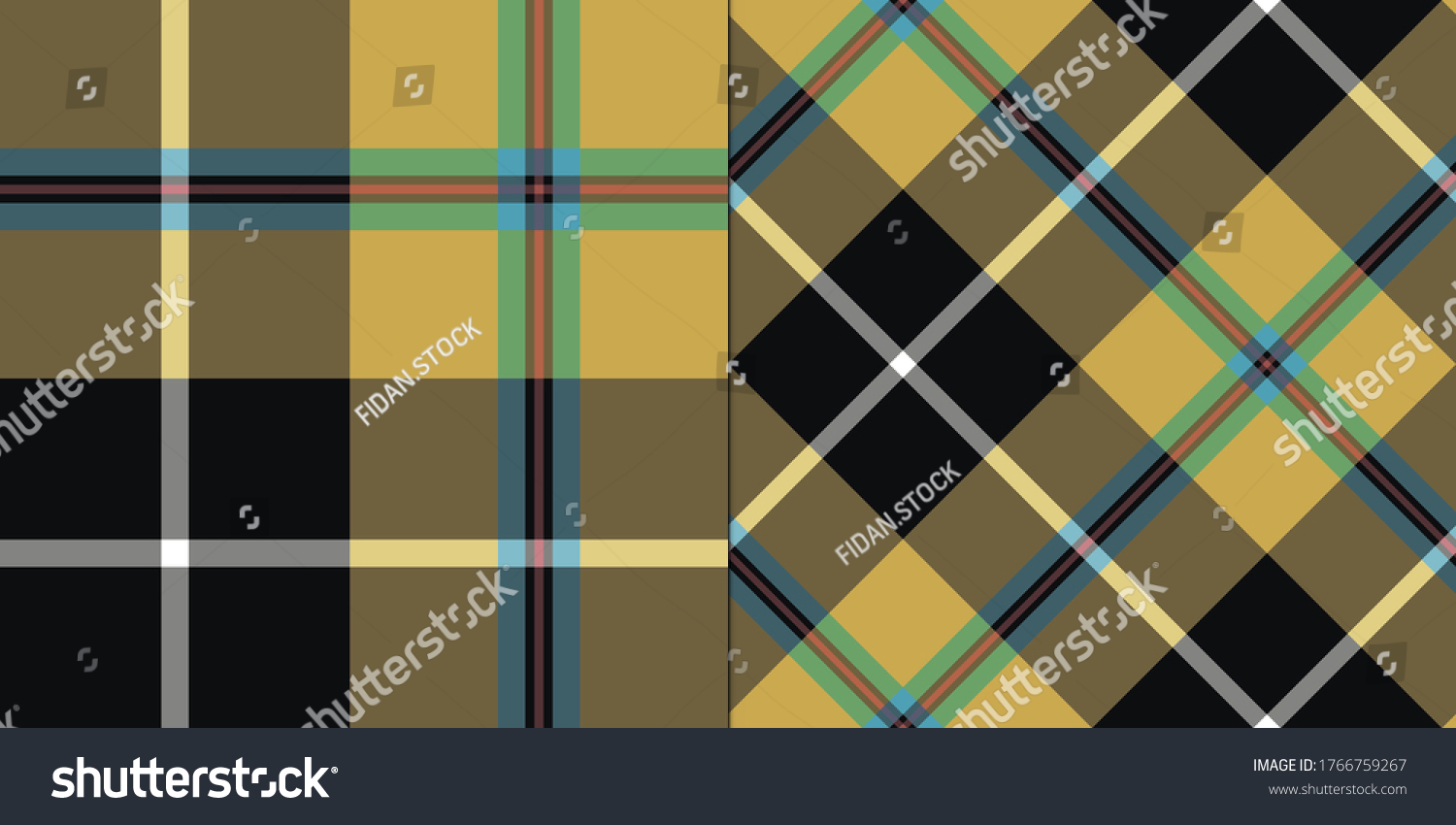 Seamless Vector Yellow Plaid Patterns Design Stock Vector (Royalty Free ...