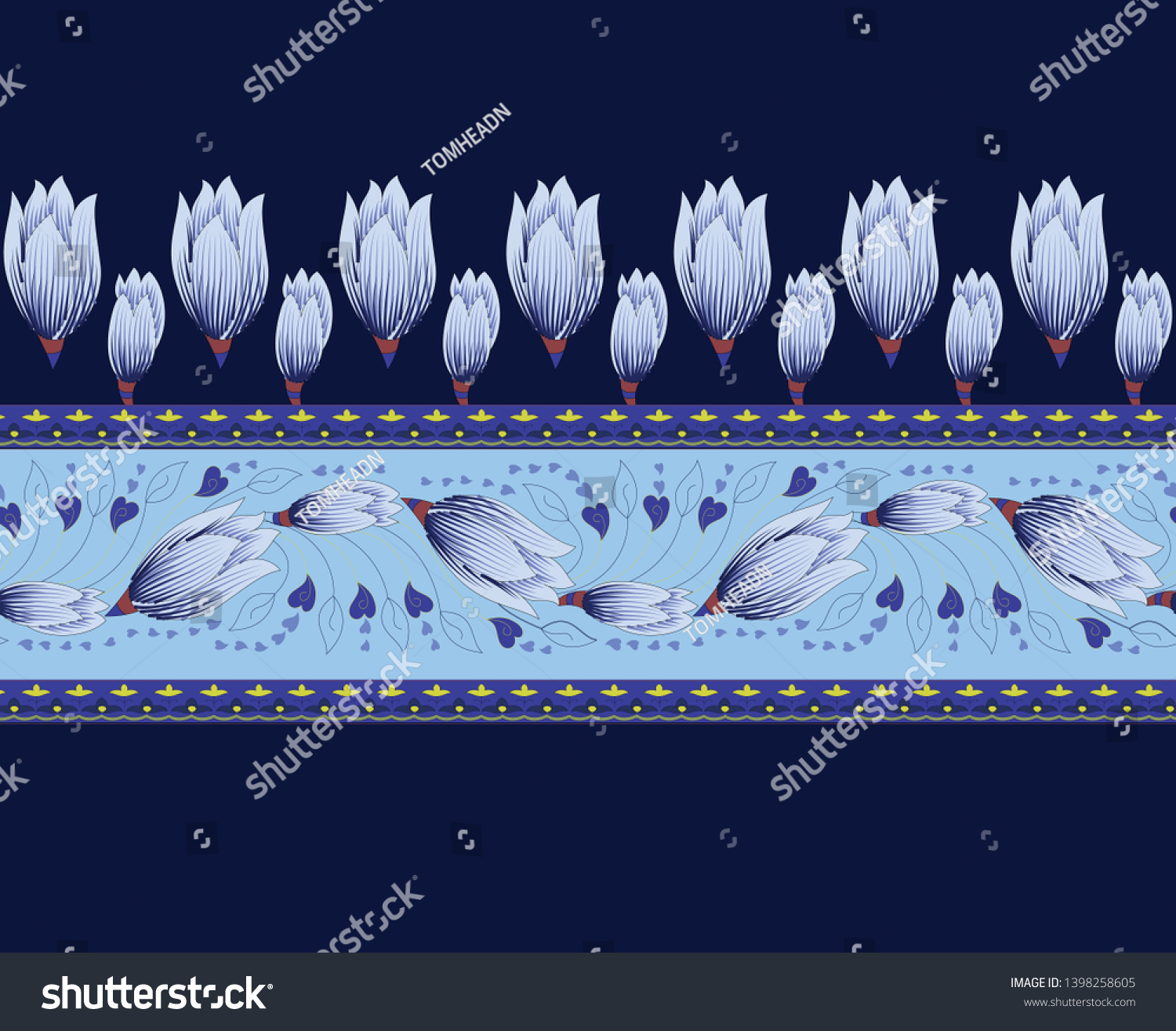 Seamless Victor Flower Pattern Border On Stock Vector (Royalty Free ...