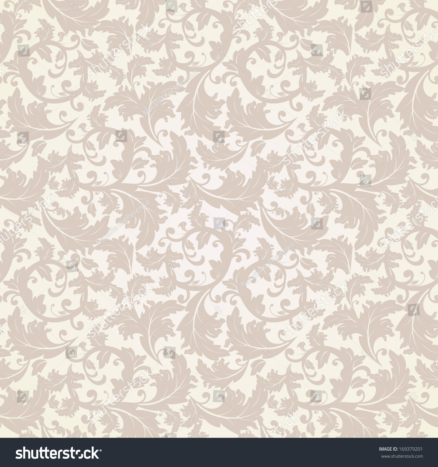 Seamless Victorian Beige Pattern On Brown Stock Vector (Royalty Free ...