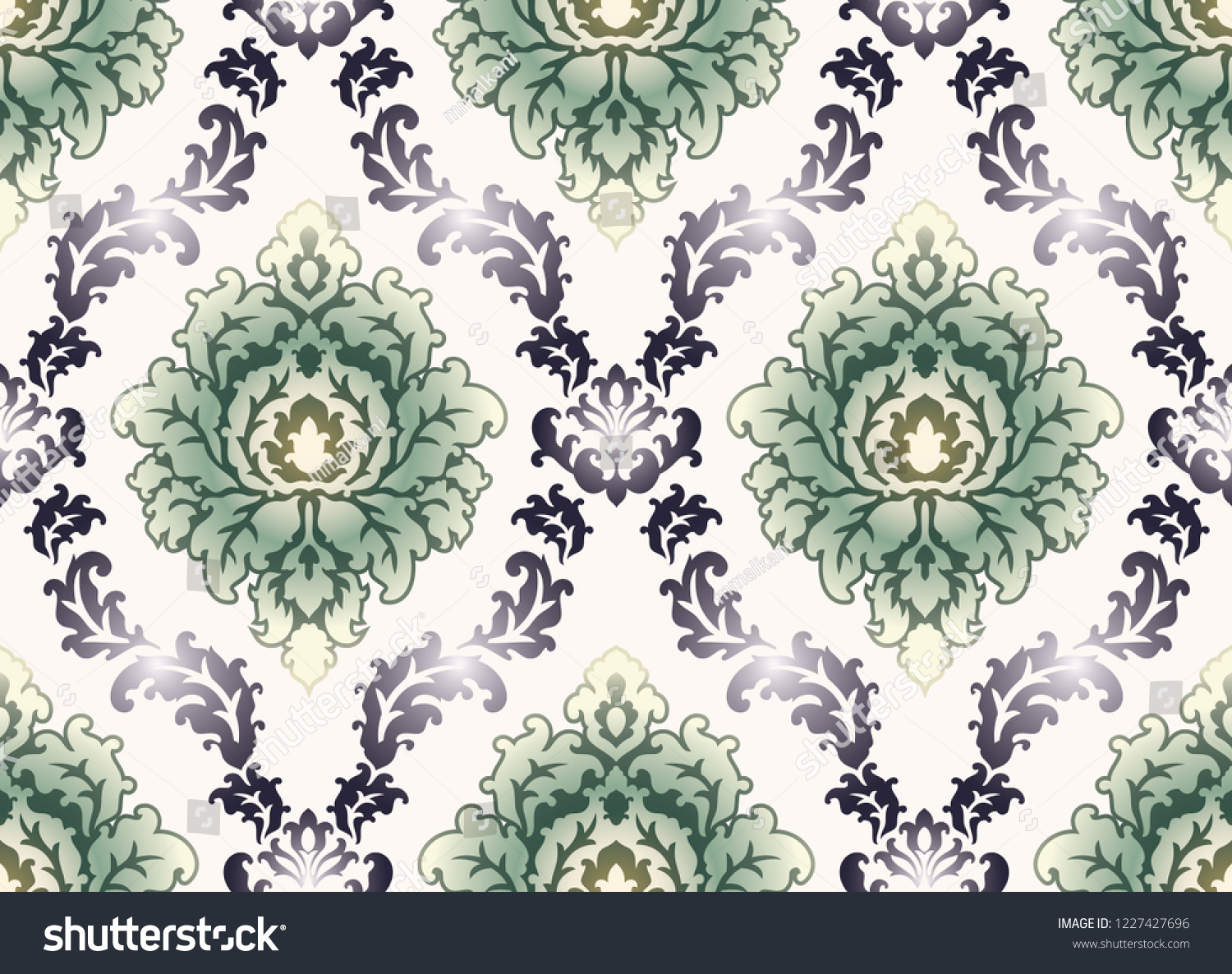 Seamless Victorian Damask Pattern Stock Vector (Royalty Free ...
