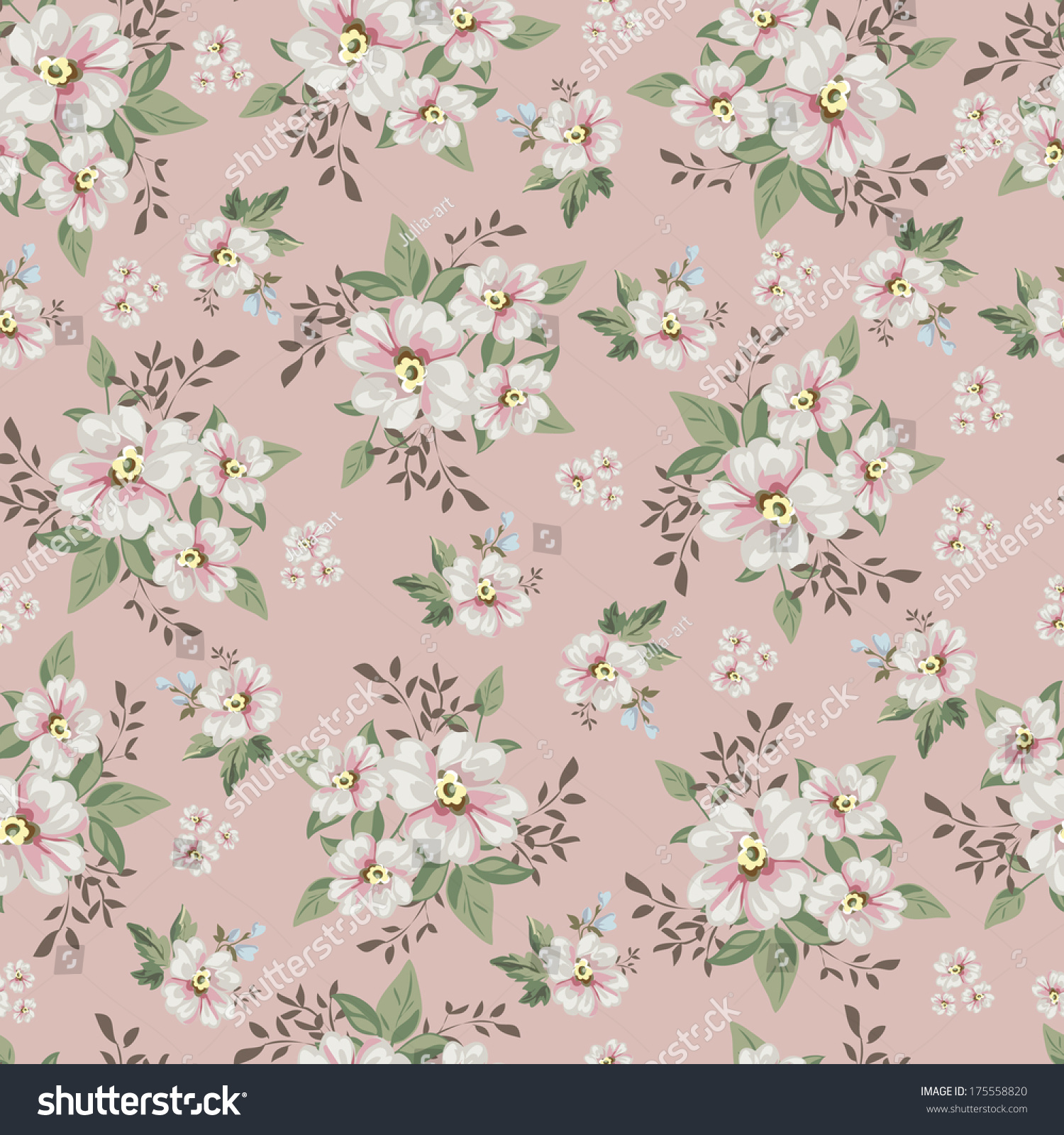 Seamless Vintage Flower Pattern Stock Vector 175558820 - Shutterstock