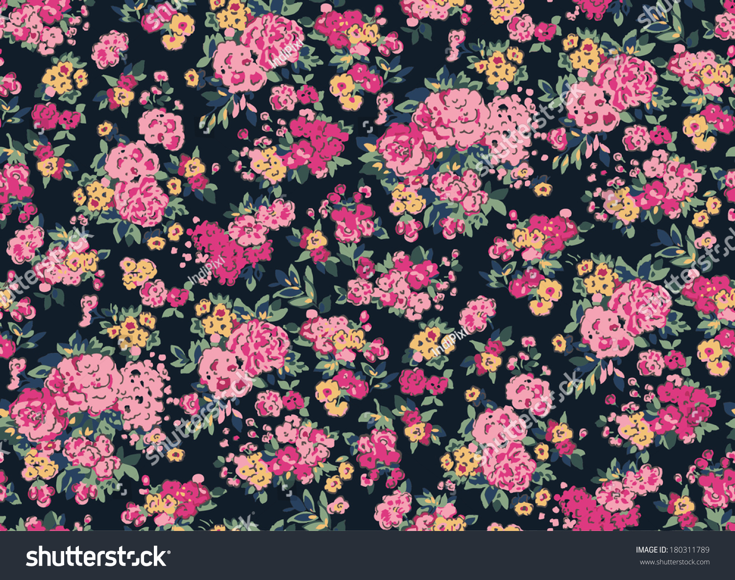 Seamless Vintage Flower Pattern Stock Vector (Royalty Free) 180311789 ...