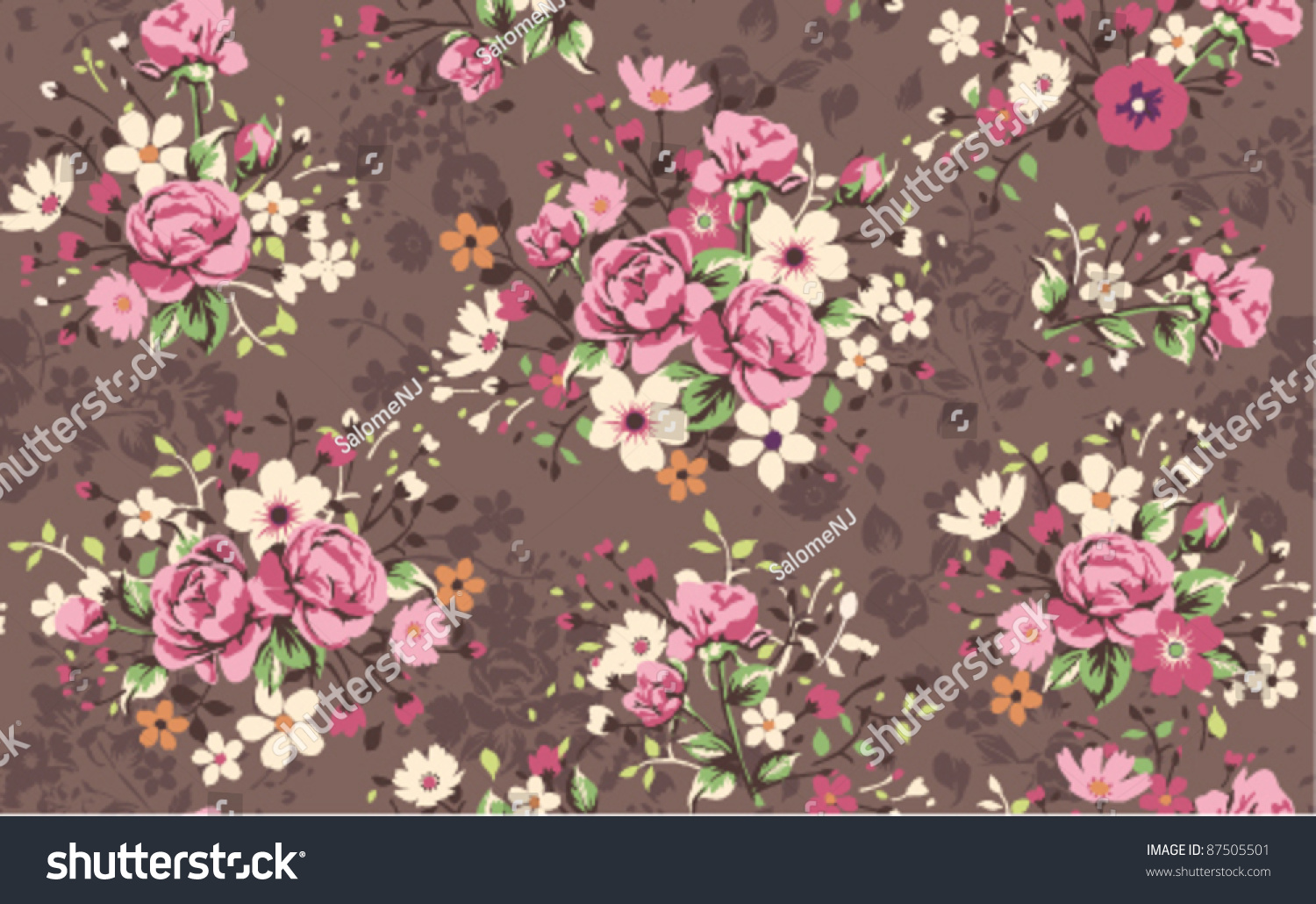Seamless Wallpaper Vintage Rose Pattern Stock Vector 87505501 ...