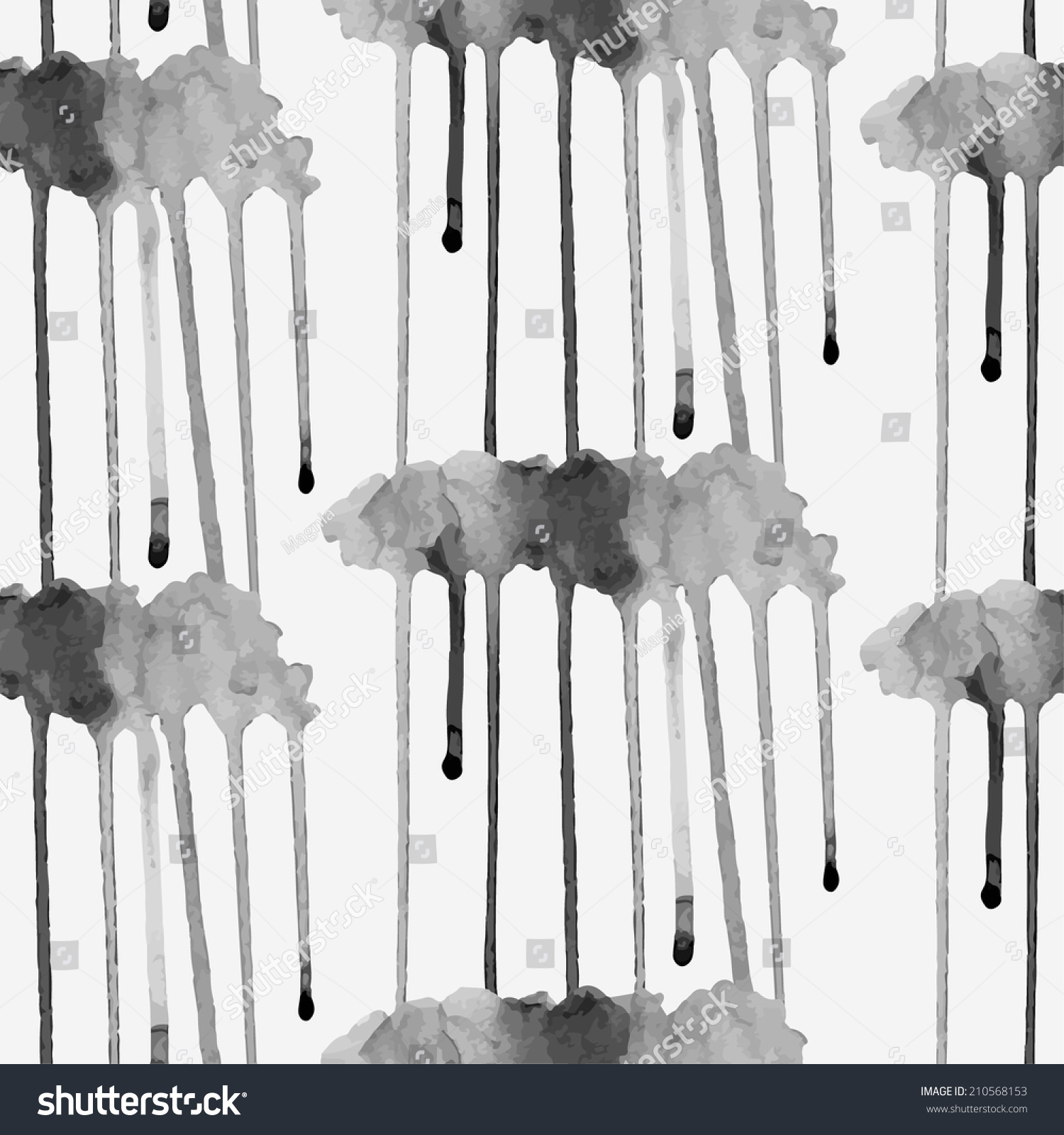Seamless Watercolor Rainy Pattern Vector Illustration Stock Vector ...