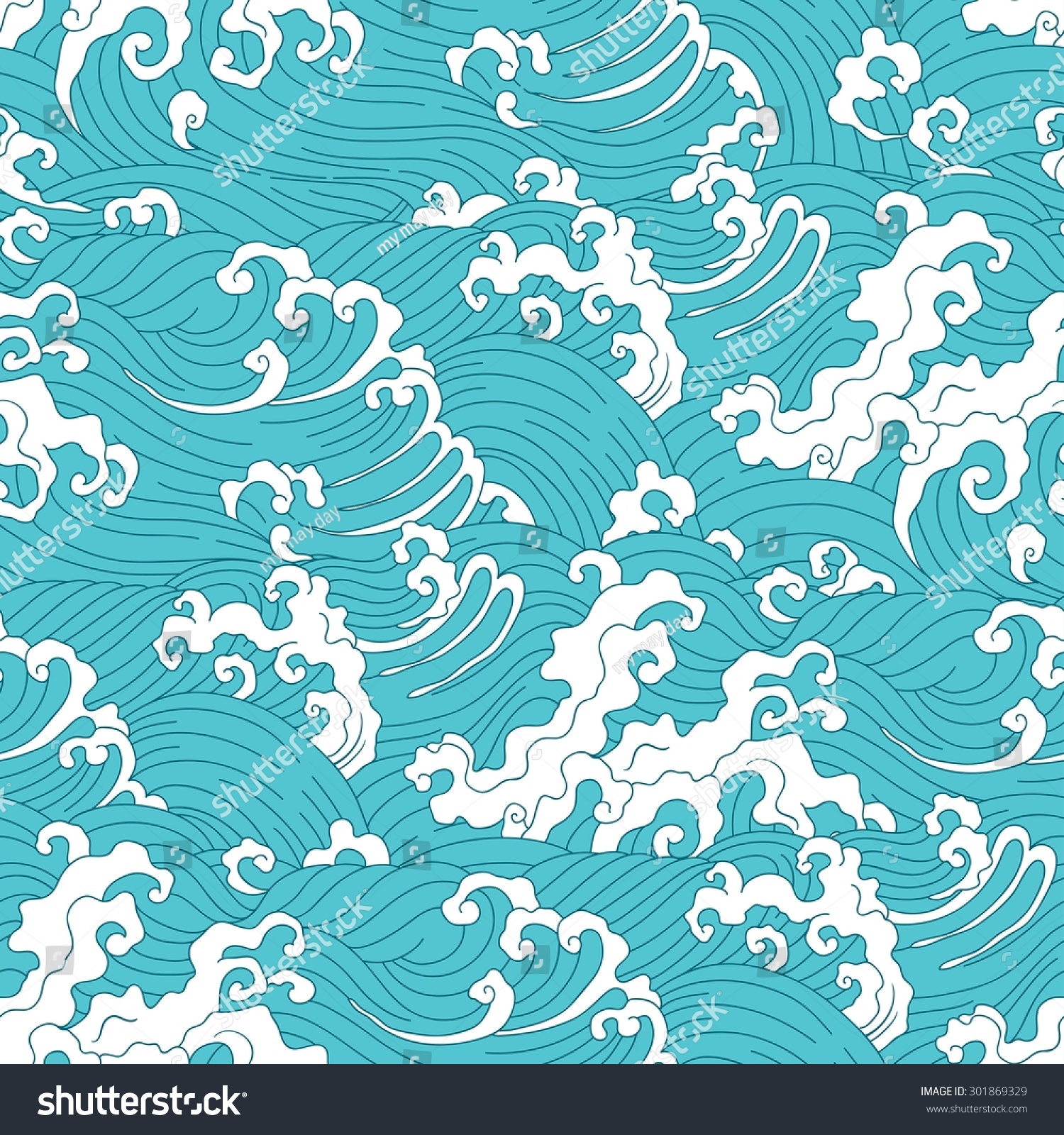 Seamless Waves Pattern Japanese Style Stock Vector 301869329 - Shutterstock