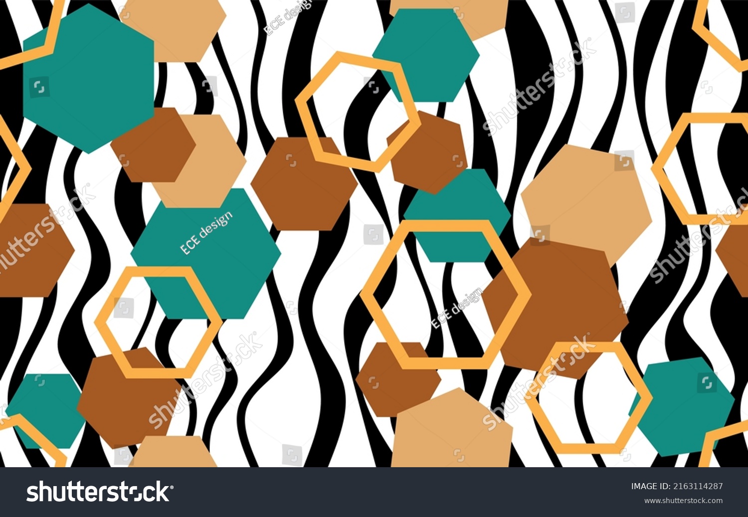 Seamless Wavy Hexagon Pattern Vector Illustration Stock Vector (Royalty ...