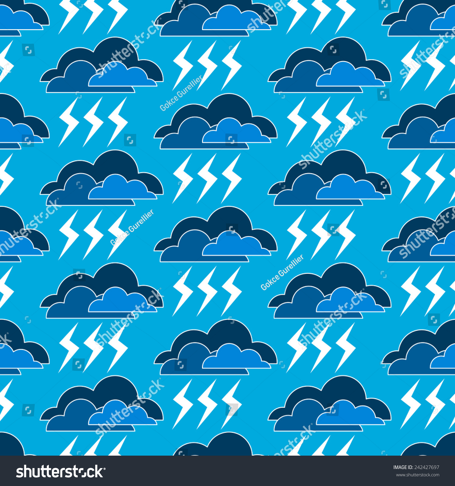 Seamless Weather Pattern Lightning Clouds Stock Vector (Royalty Free ...