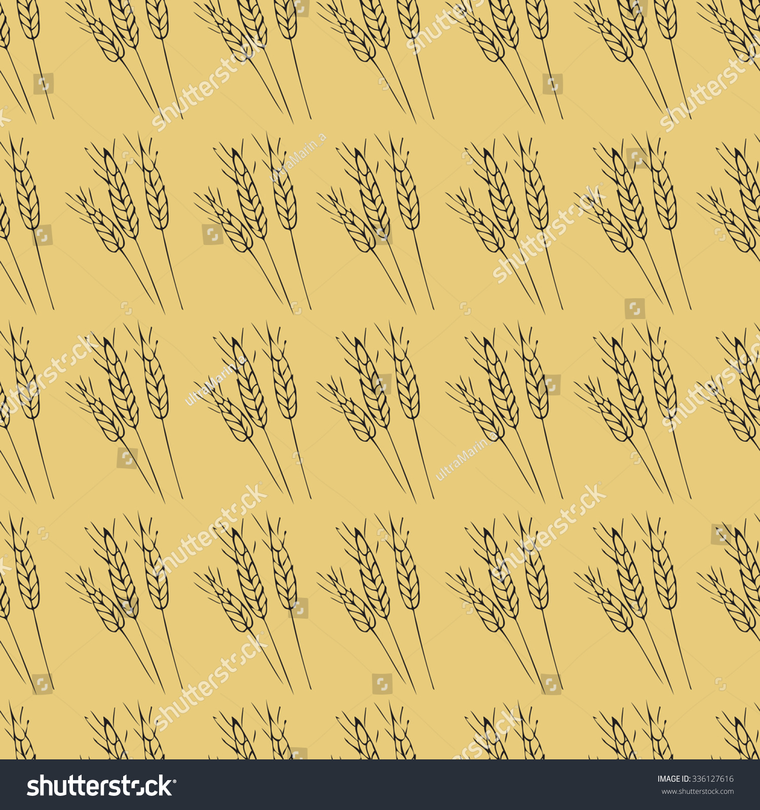 Seamless Wheat Pattern Hand Drawnvector Illustrationbakery Stock Vector ...