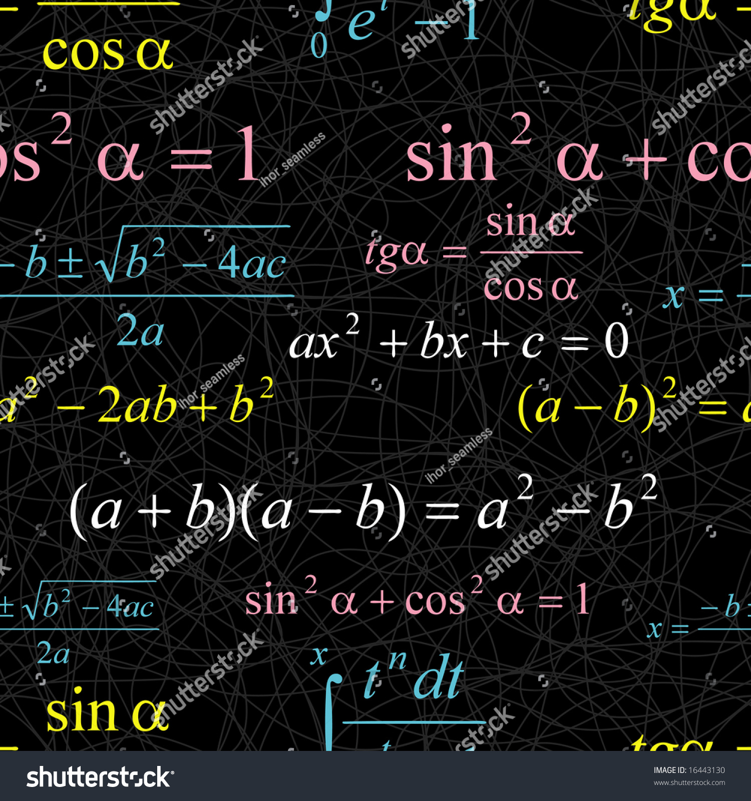 Seamlessly Vector Wallpaper Mathematics On Black: vector de stock ...