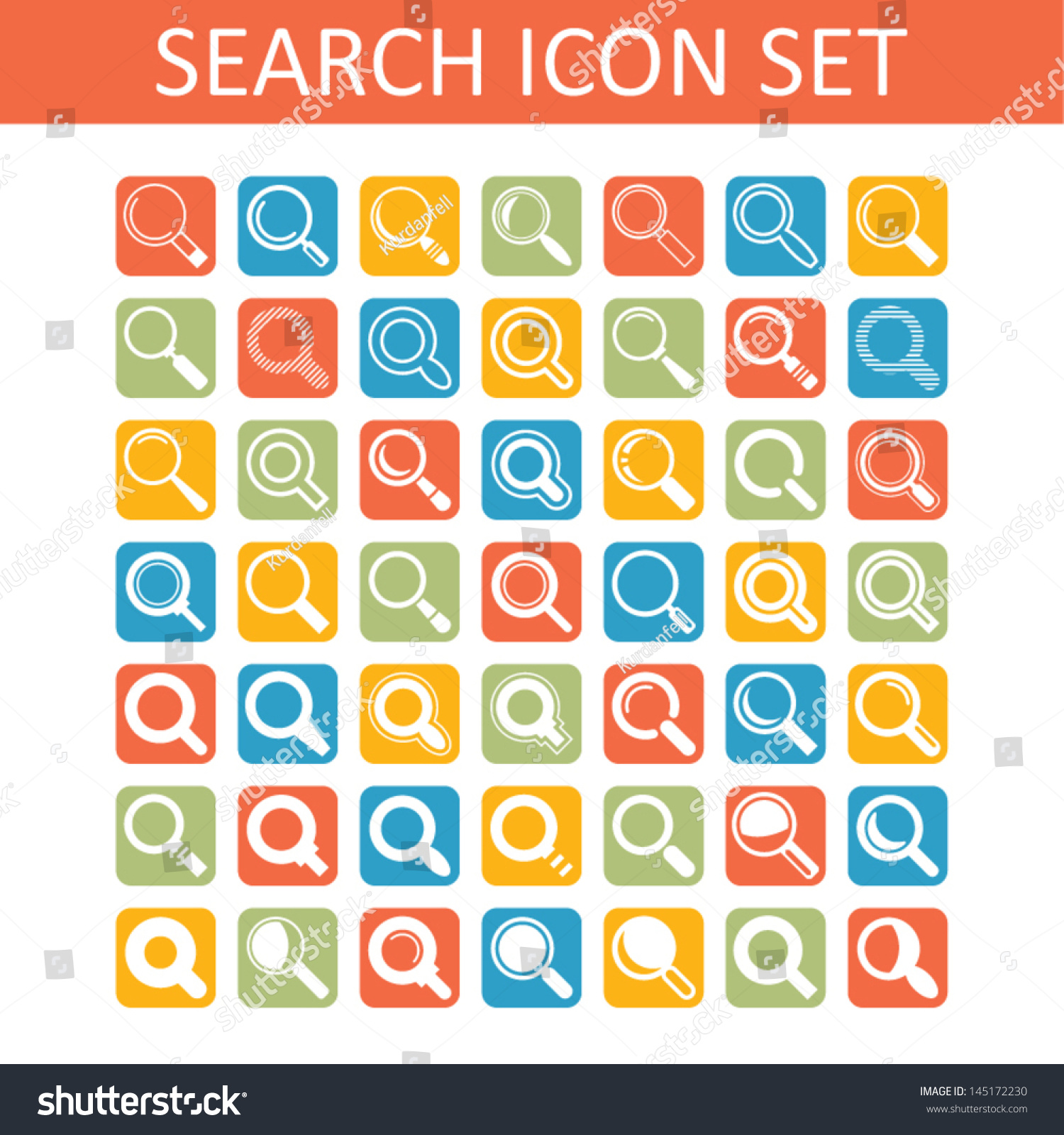 Search Icon Set Stock Vector (Royalty Free) 145172230