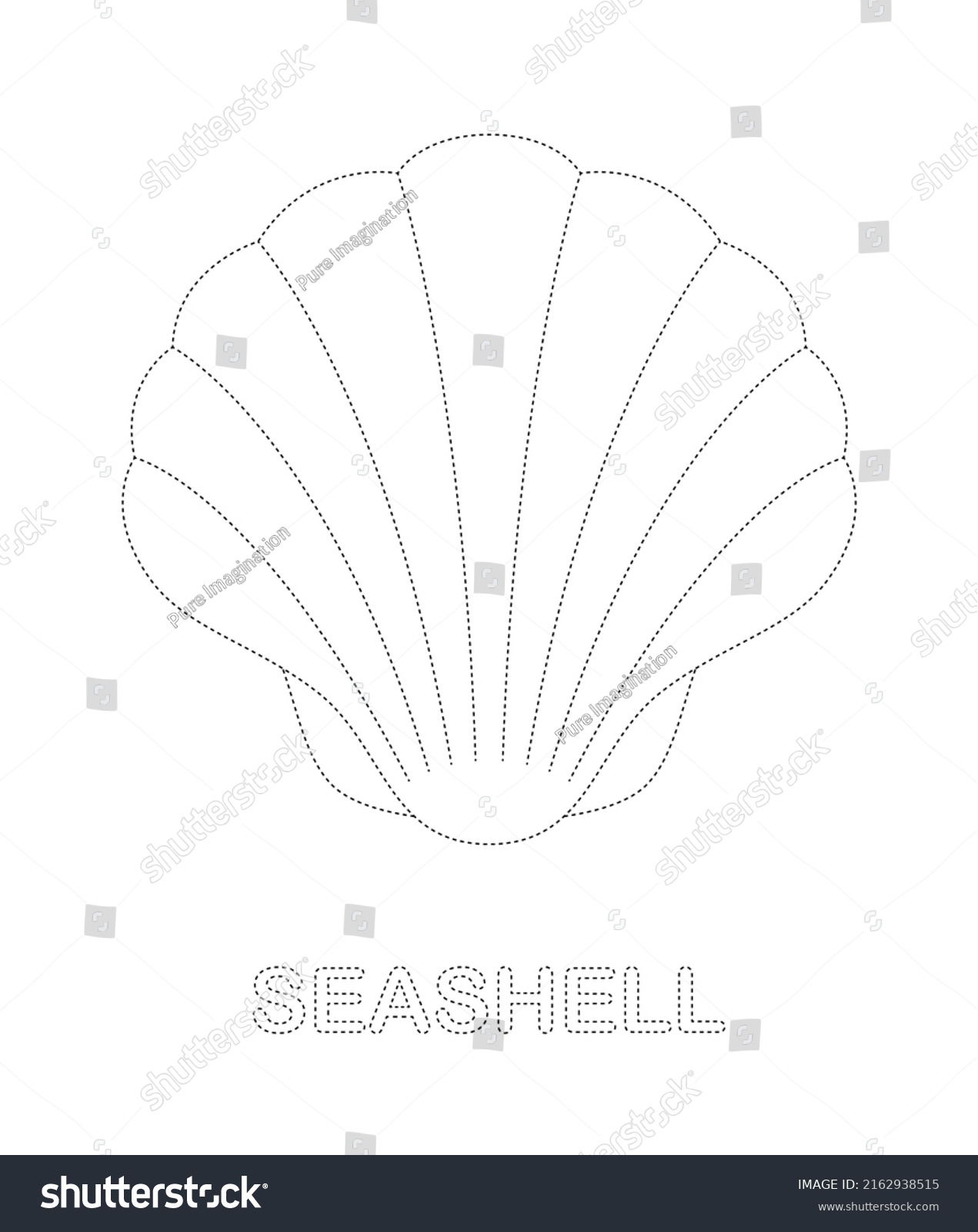 Seashell Tracing Worksheet Kids Stock Vector (Royalty Free) 2162938515 ...