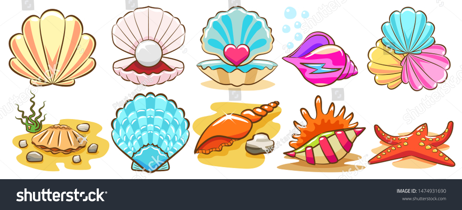 Seashell Vector Set Graphic Clipart Design Stock Vector (Royalty Free ...