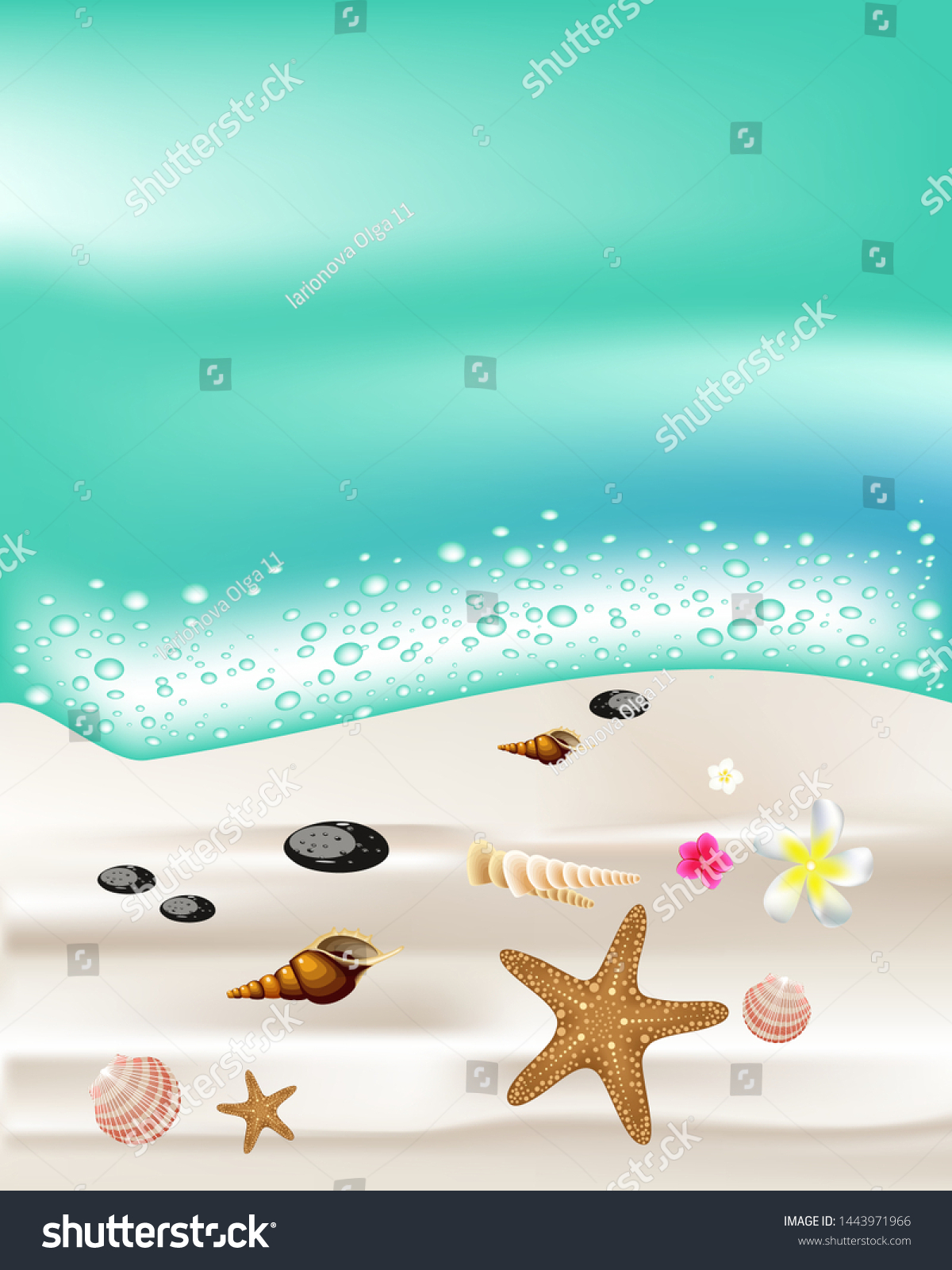 Seashells On Beach Banner Stock Vector (Royalty Free) 1443971966 ...