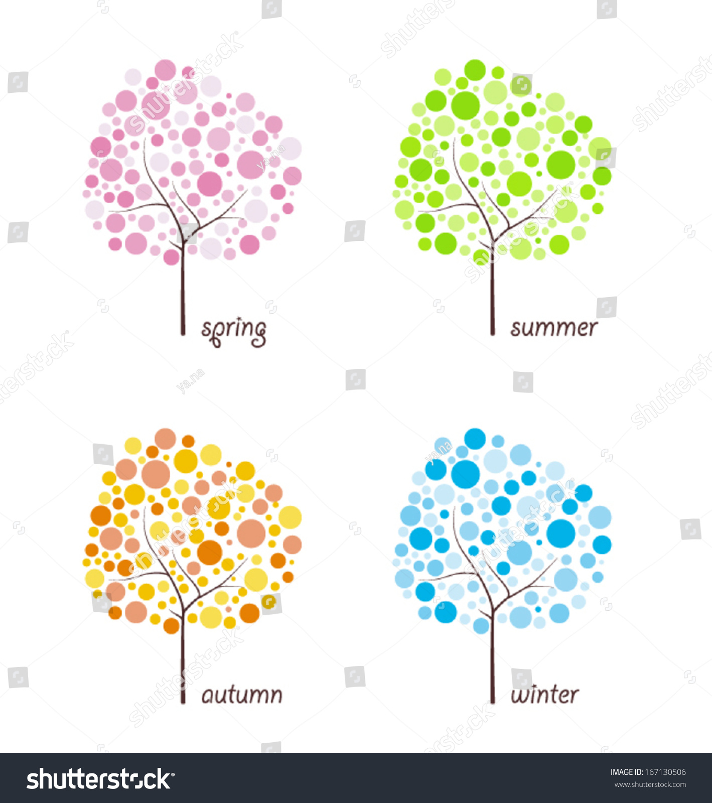 Seasonal Trees Vector Stock Vector (Royalty Free) 167130506 | Shutterstock