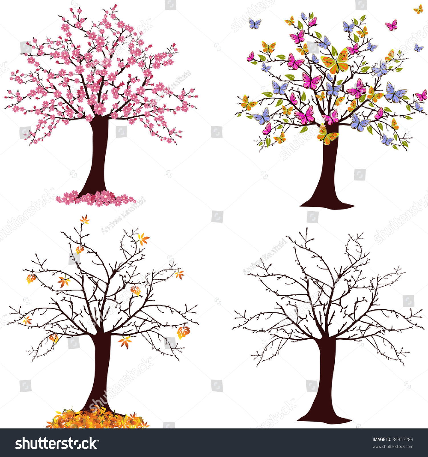 Seasonal Trees Vector Stock Vector (Royalty Free) 84957283