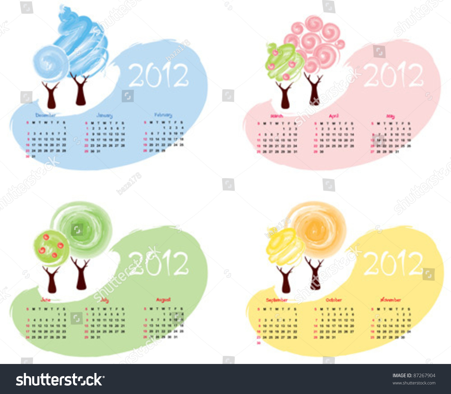 Seasons Calendar Stock Vector (Royalty Free) 87267904 | Shutterstock