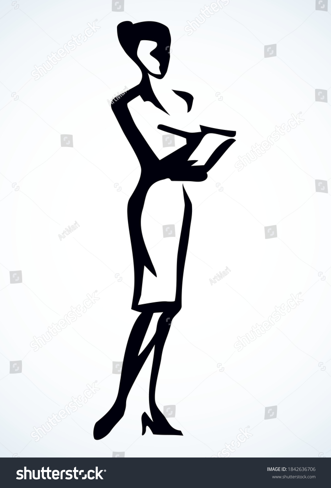 Secretary Notepad Vector Drawing Stock Vector (Royalty Free) 1842636706