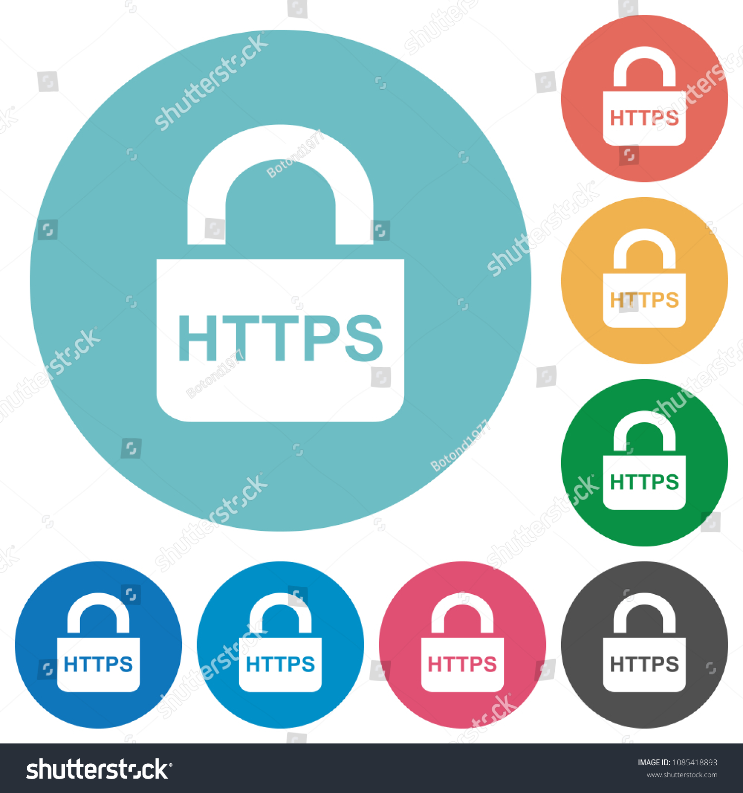 Secure Http Protocol Flat White Icons: เวกเตอร์สต็อก (ปลอดค่าลิขสิทธิ์ ...