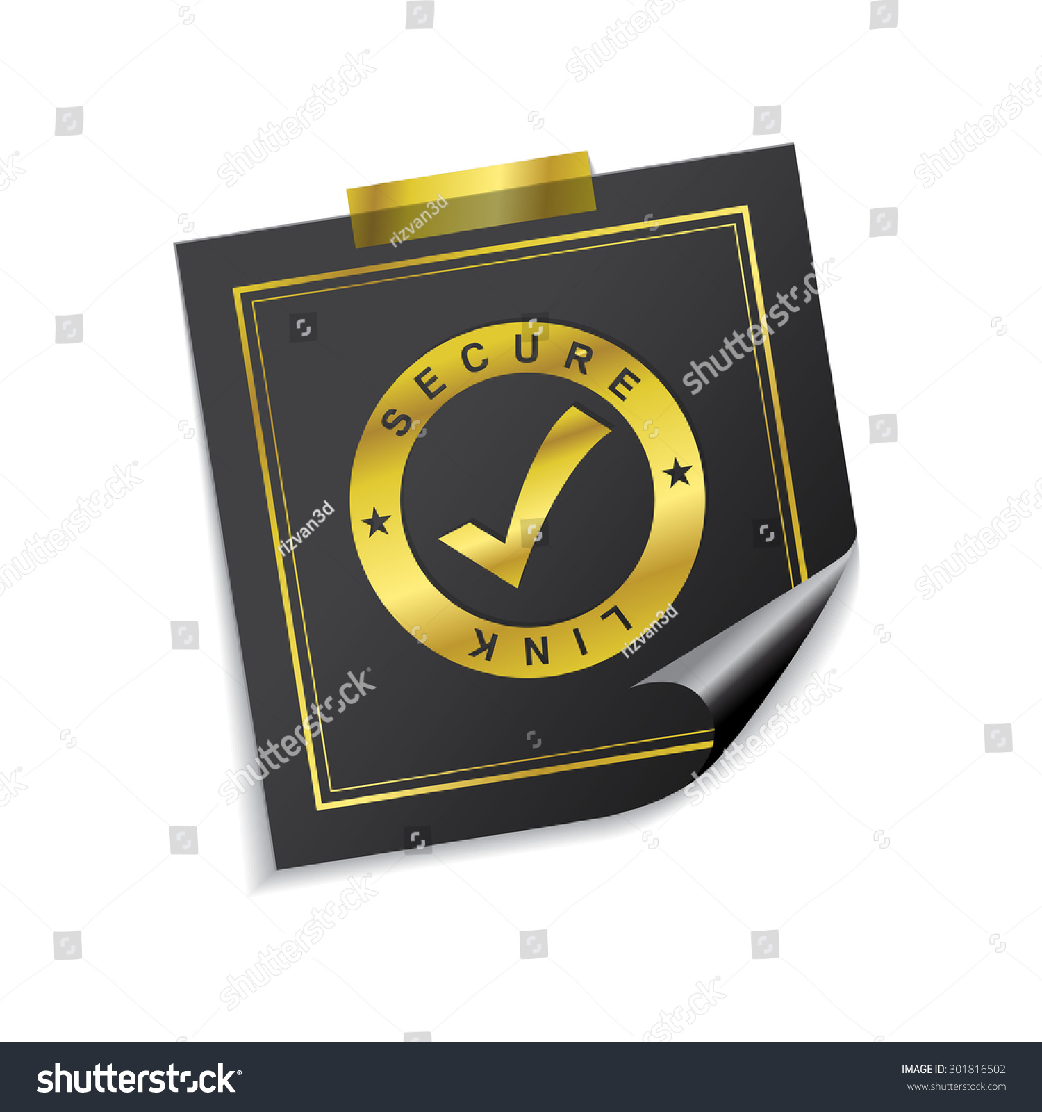 Secure Link Golden Sticky Notes Vector 스톡 벡터(로열티 프리) 301816502 ...