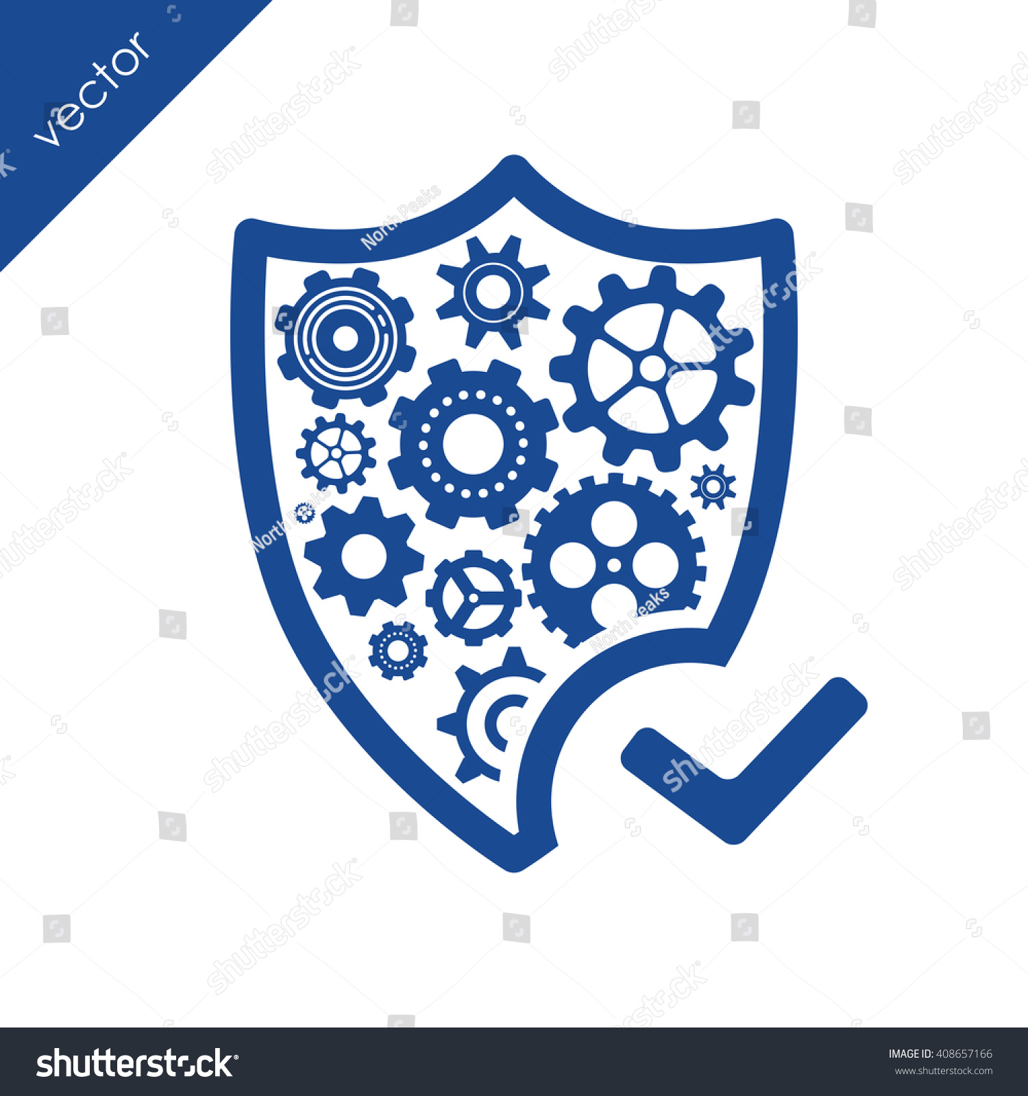 Secure Operations Icon Shield Gears Icon Stock Vector (Royalty Free ...