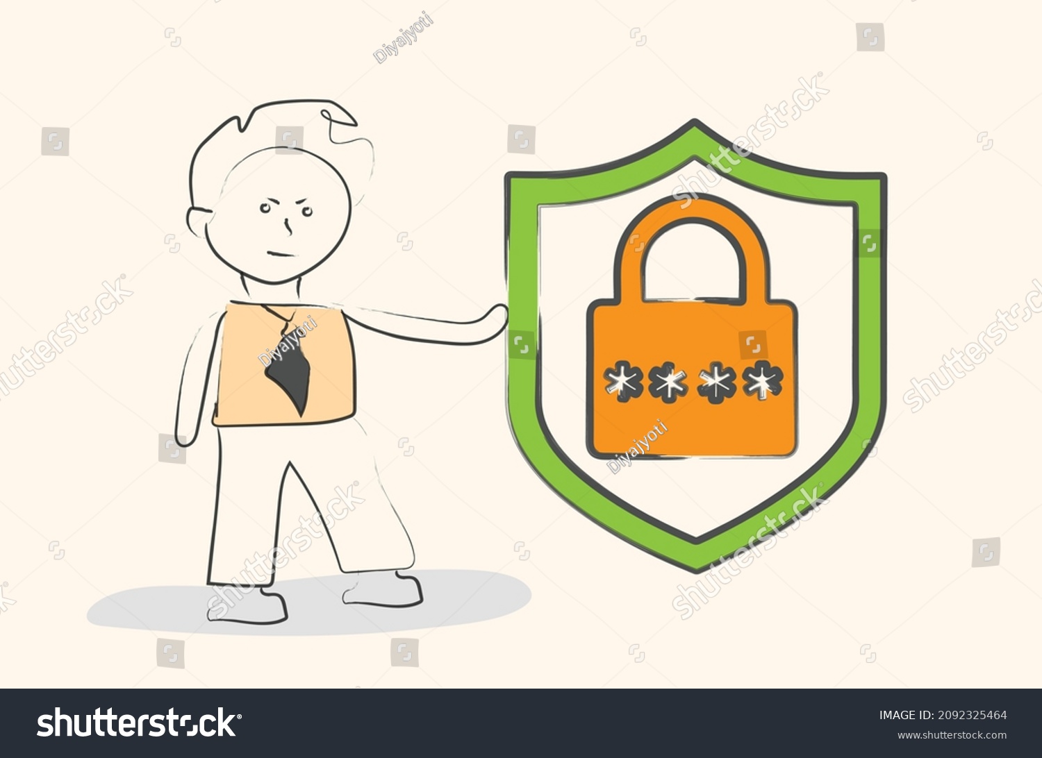 Secure Password Icon Cartoon Design Stock Vector (Royalty Free ...