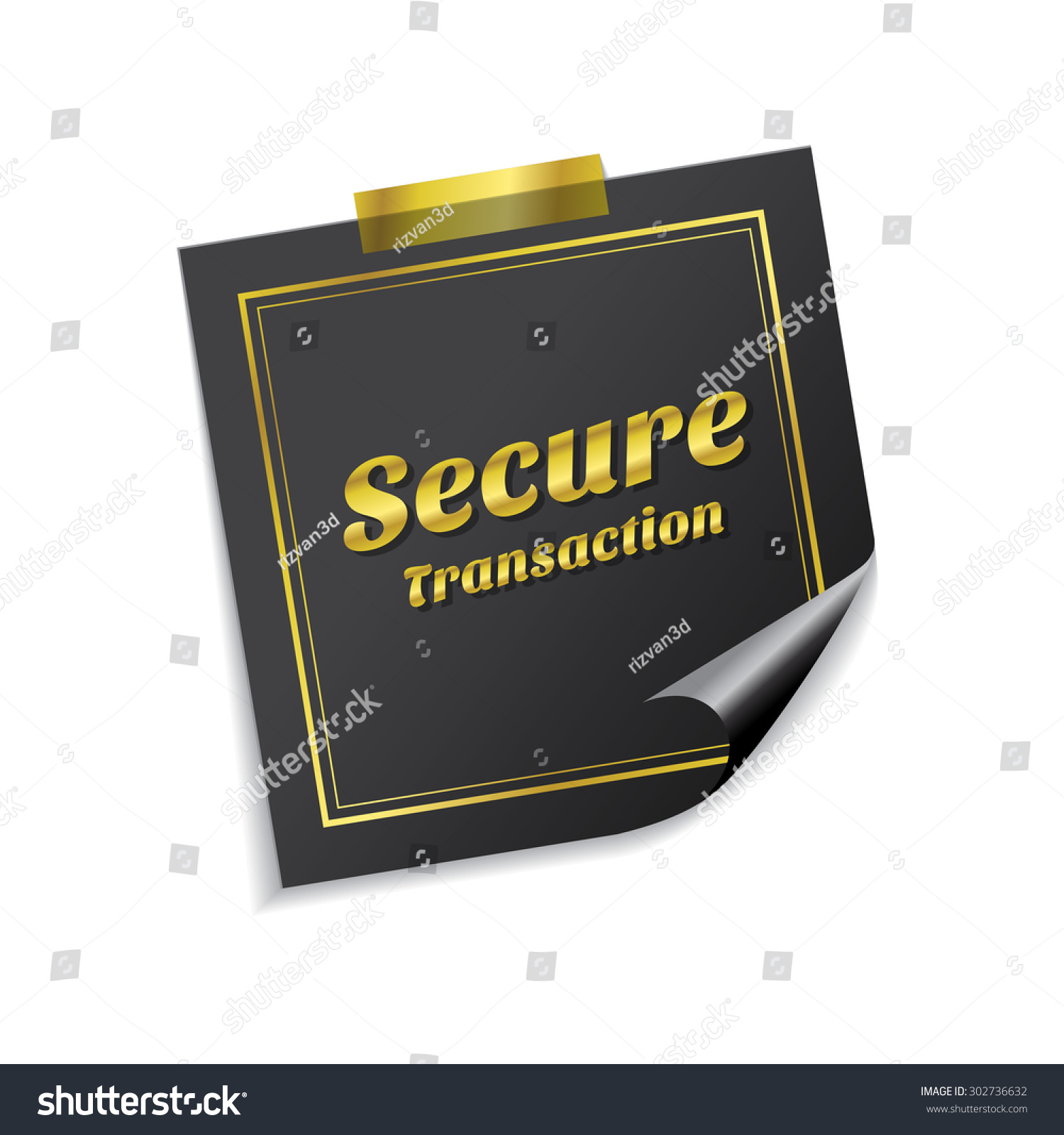 Secure Transaction Golden Sticky Notes Vector Stock Vector (Royalty ...