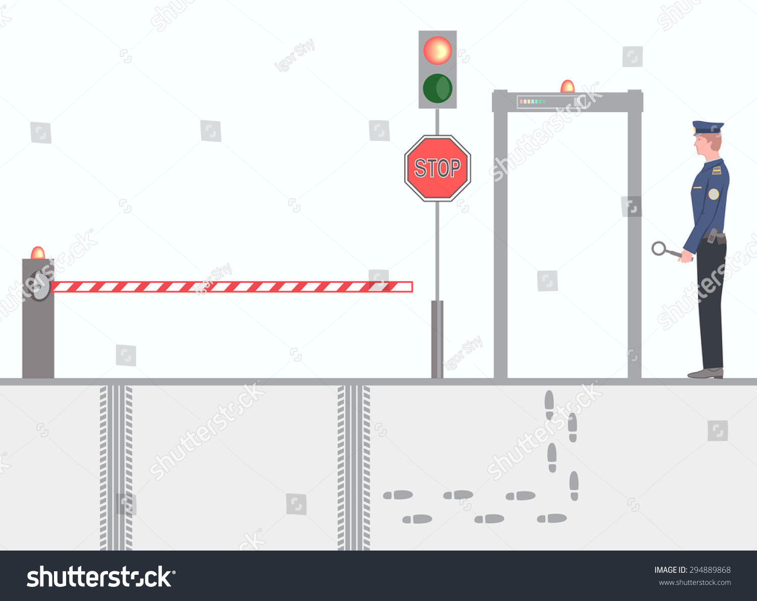 Security Checkpoint Plan Vehicles Passengers Stock Vector (Royalty Free ...