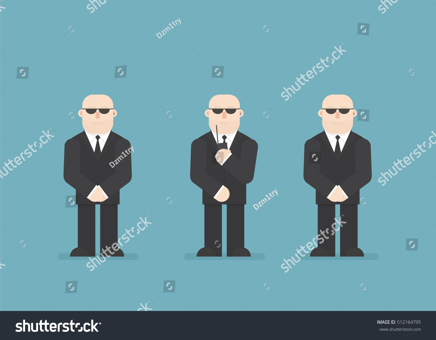 Security Guard Cartoon Flat Character: เวกเตอร์สต็อก (ปลอดค่าลิขสิทธิ์ ...