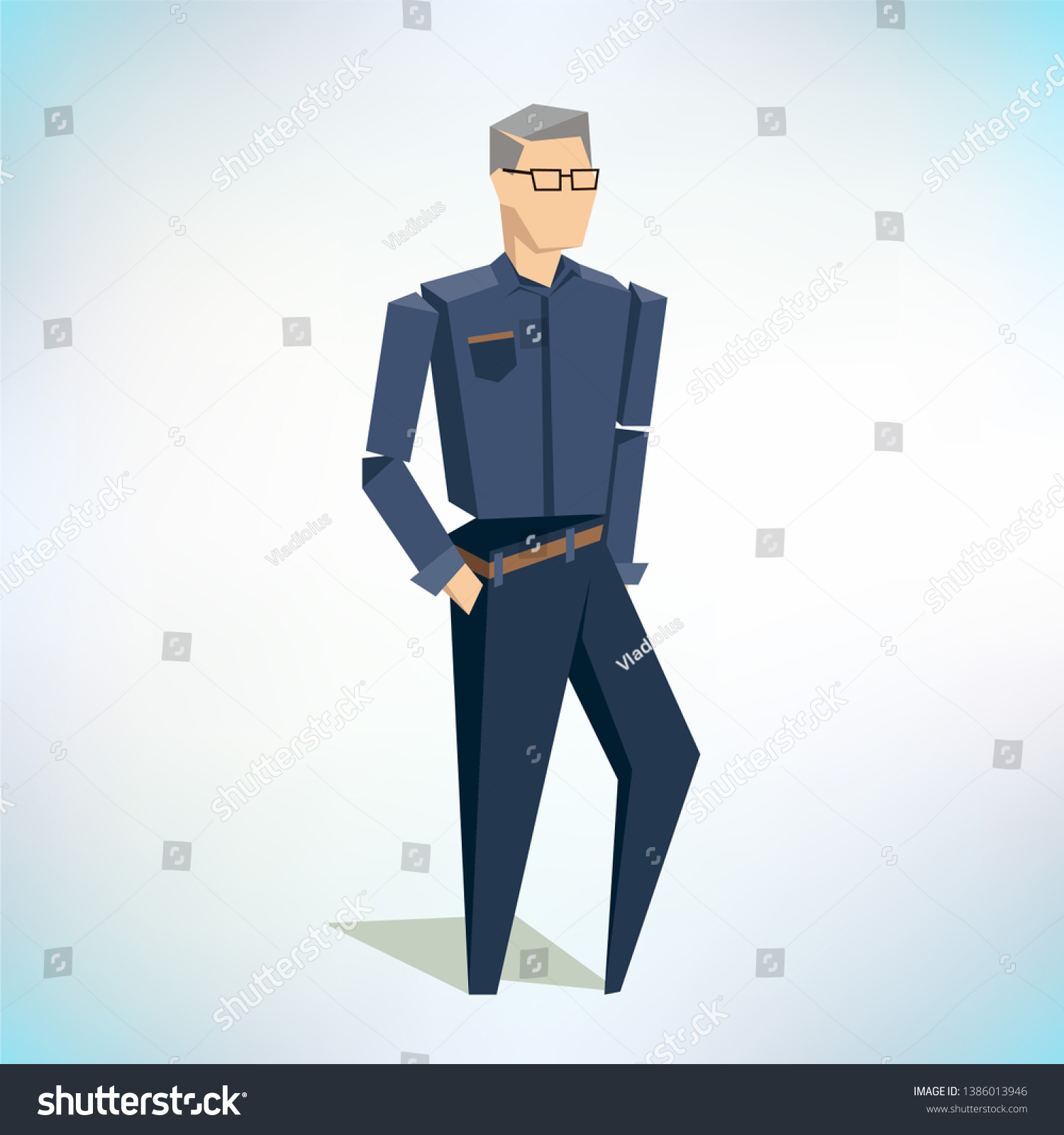 Security Guard Standing Pose Character Uniform: Vector có sẵn (miễn phí ...